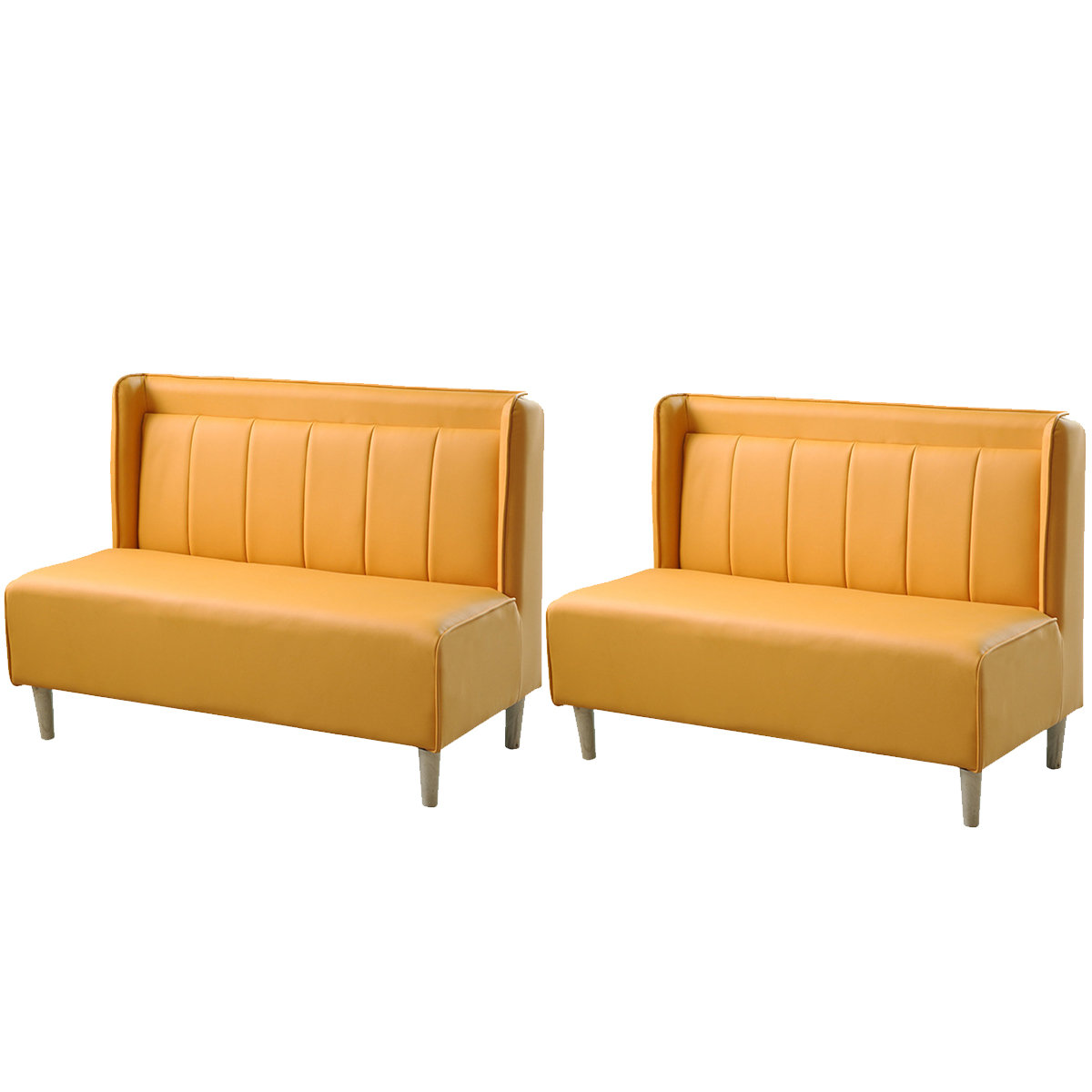 BenchMaster.DJ Orange Faux Leather Double Bench Set Of 2 Faux Leather ...