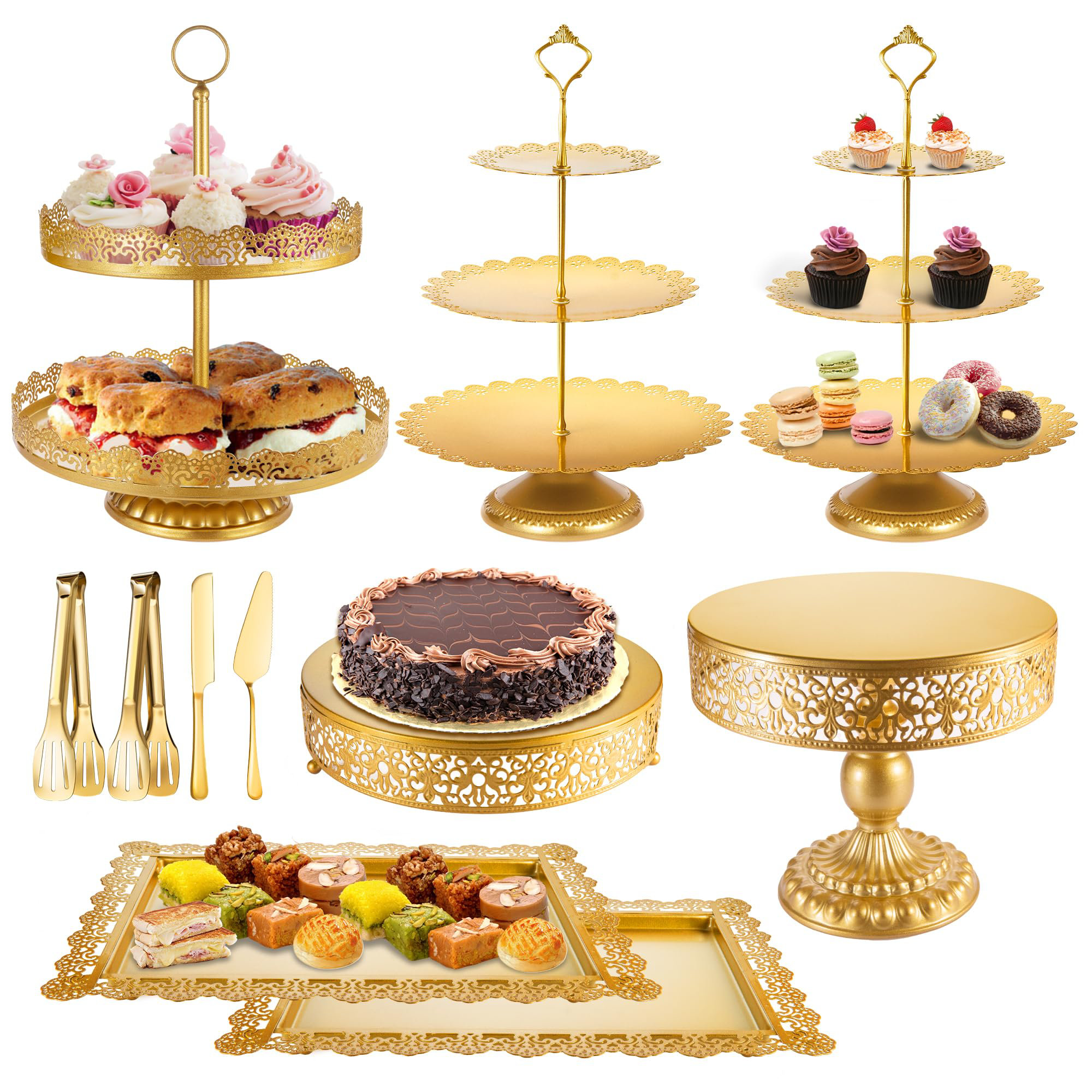 Rosdorf Park Cake Stand Metal Dessert Table Display Set Tiered Cupcake ...