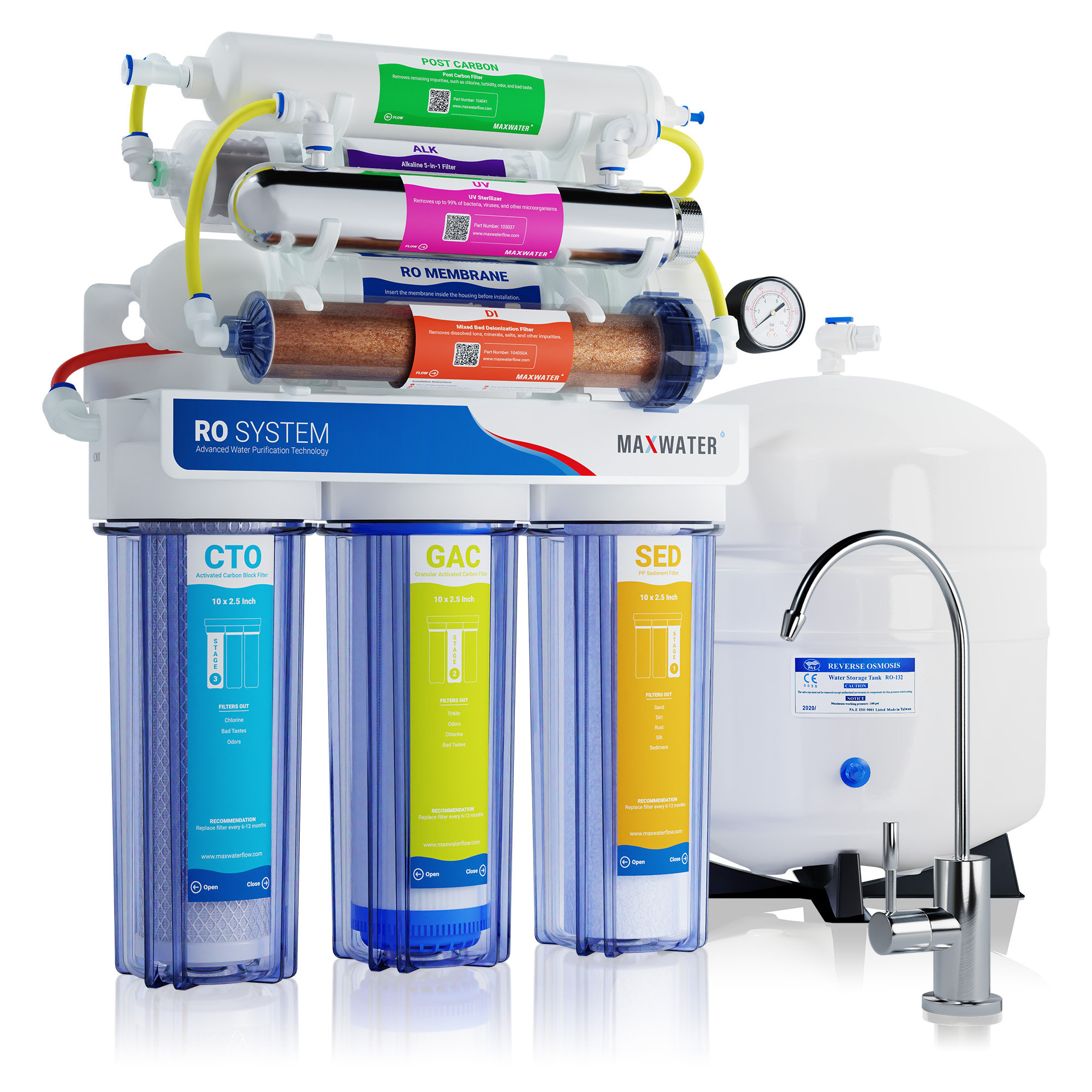 Max Water 12 Stage Water Treatment System for Drinking 50 GPD Reverse ...