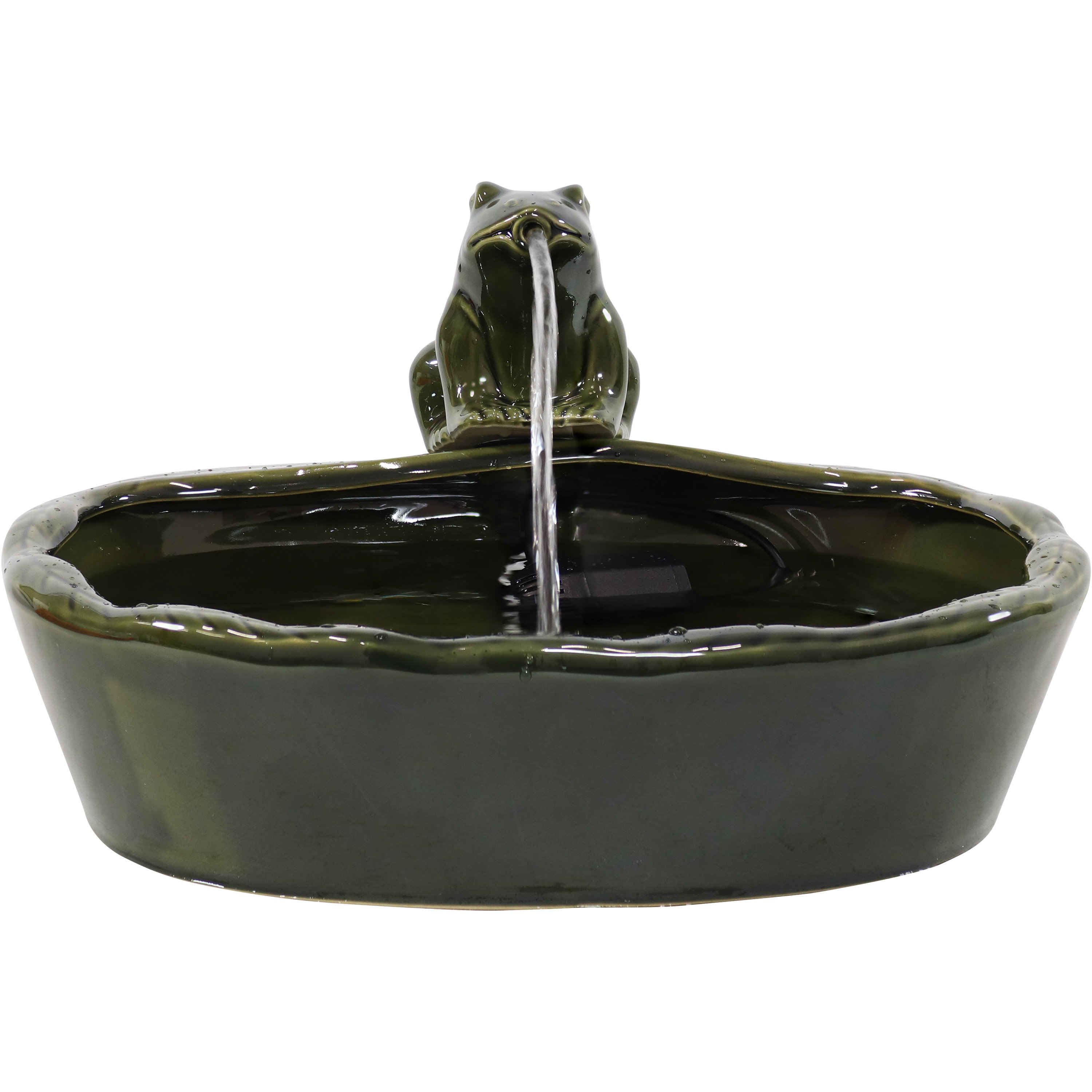 Red Barrel Studio® Hyman Frog Contemporary Green Ceramic Solar Water ...
