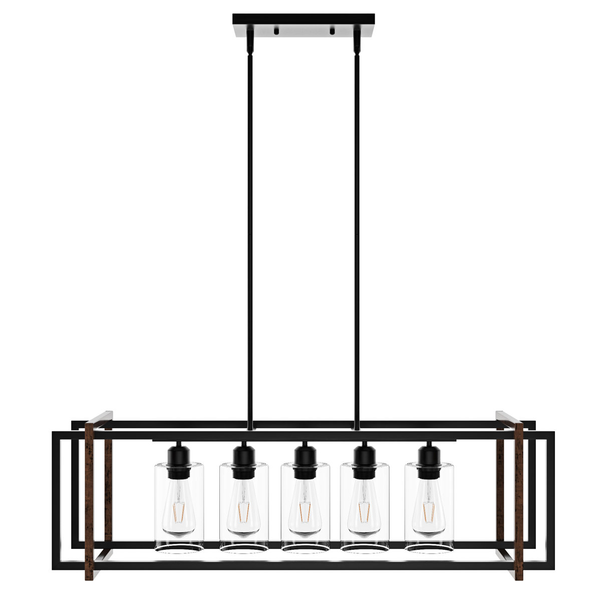 Steelside™ Sandra 5 - Light Kitchen Glass Shade Metal Frame Island ...