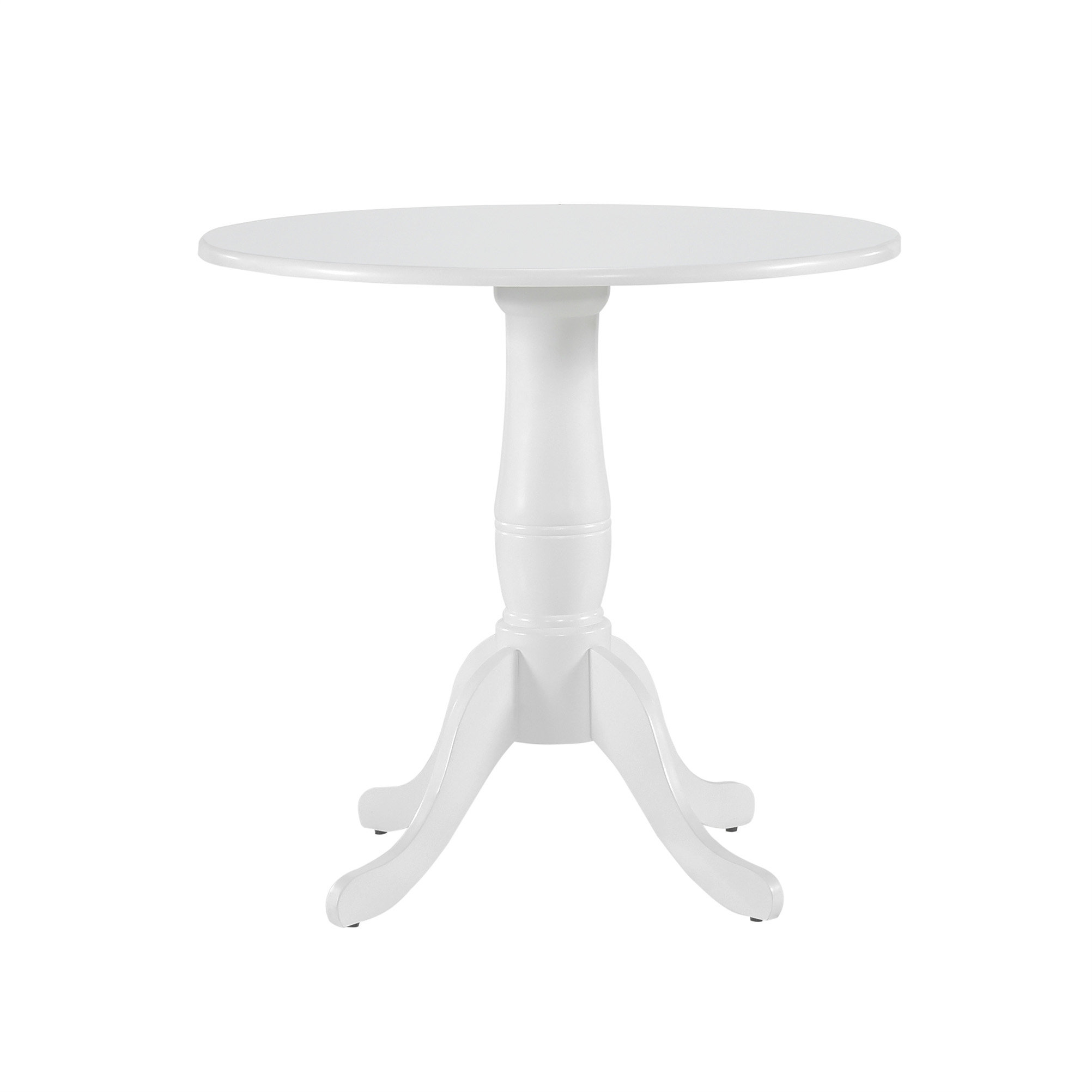 Charlton Home® White Finish 1Pc Round Table Wooden Pedestal Base Casual ...
