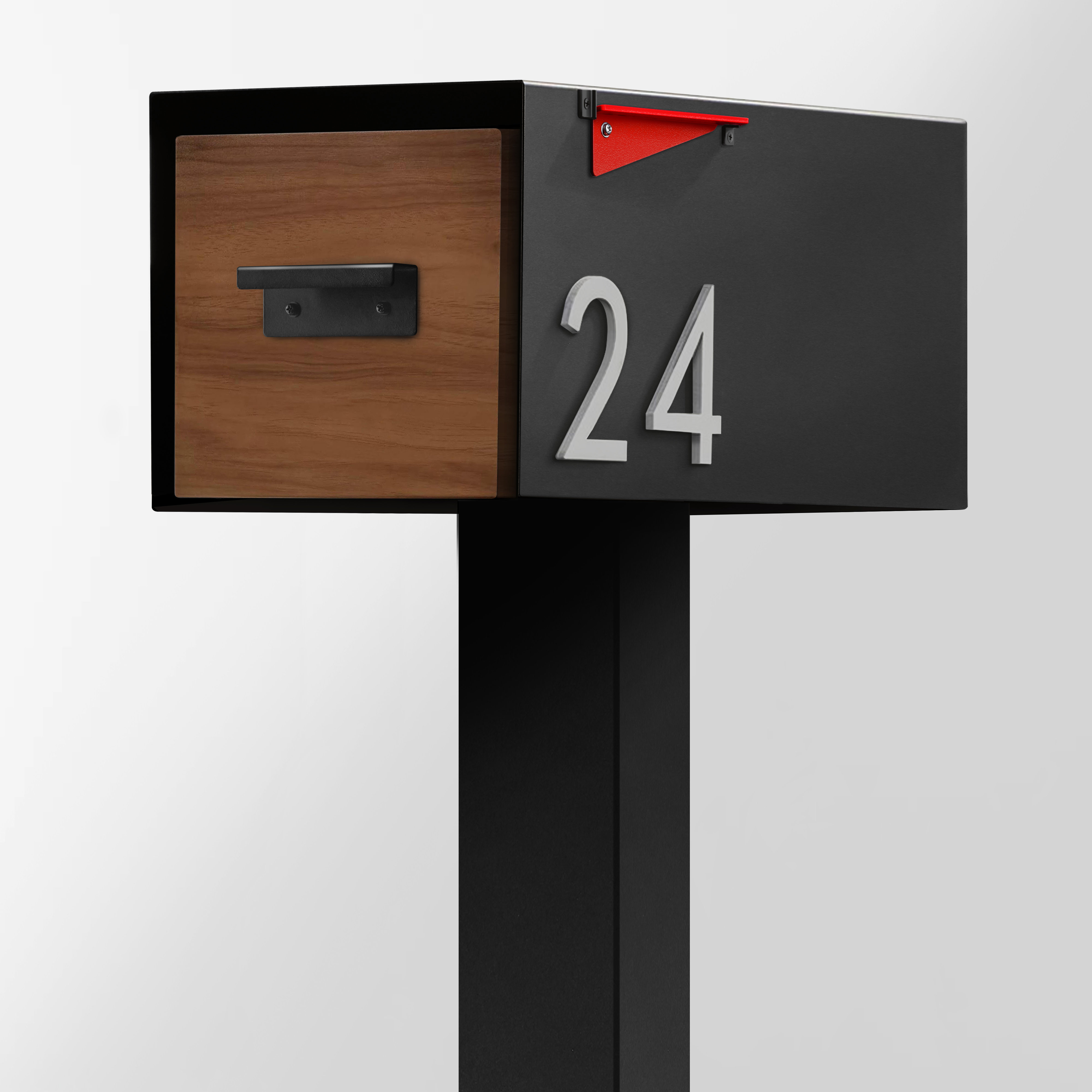 Post & Porch Malone Post-Mounted Mailbox with Wood-Styled Door ...
