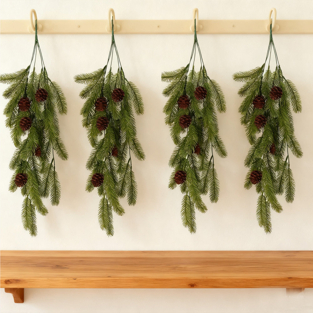 One Allium Way® 4Pcs Artificial Christmas Teardrop Pine Needle Hanging ...