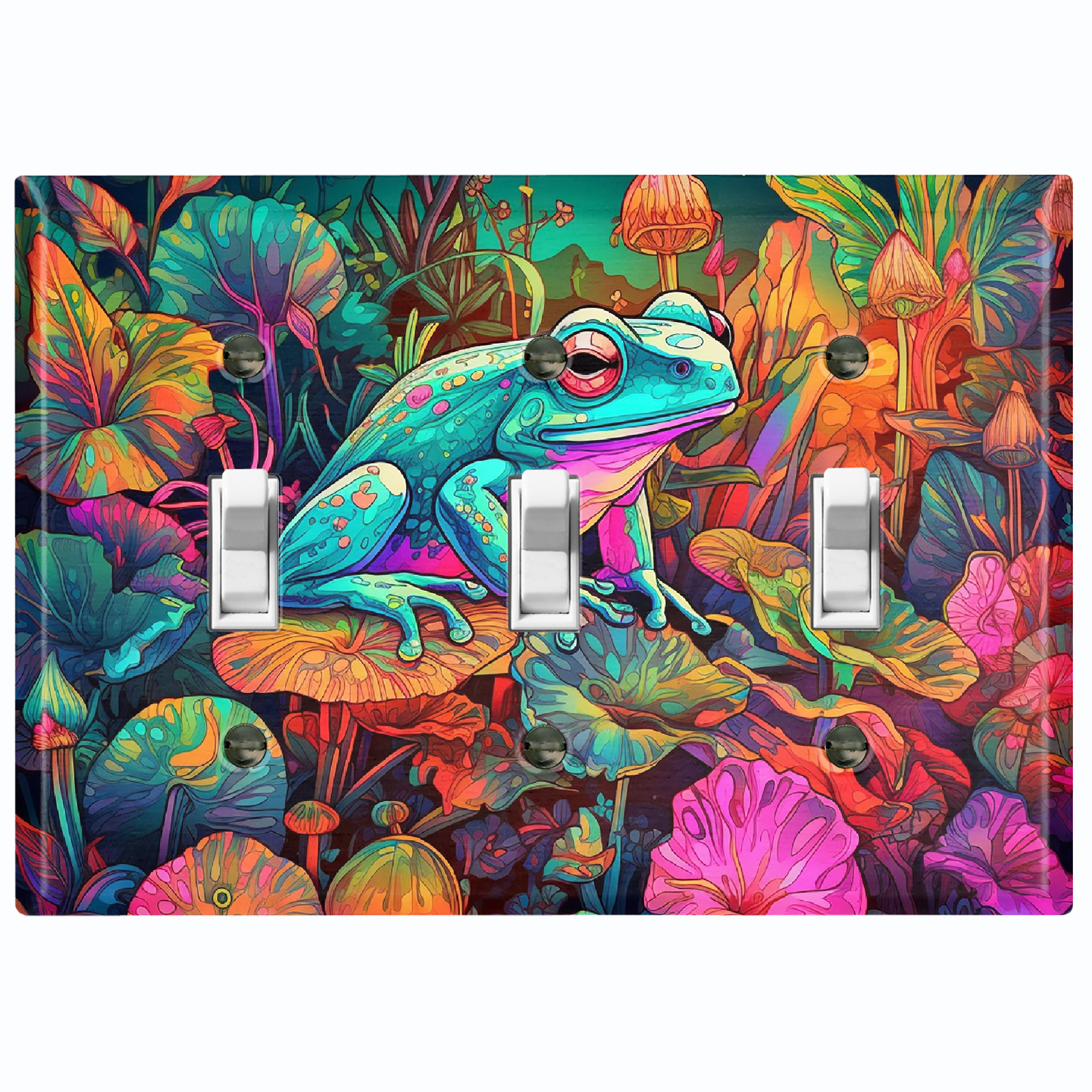 WorldAcc Metal Light Switch Plate Outlet Cover (Colorful Frog Marsh ...