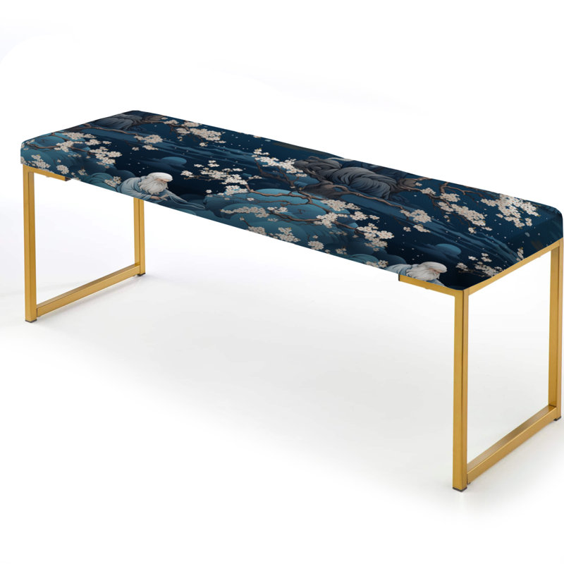Design Art Taoist Wisdom - Chinese Upholstered Gold Bench | Wayfair