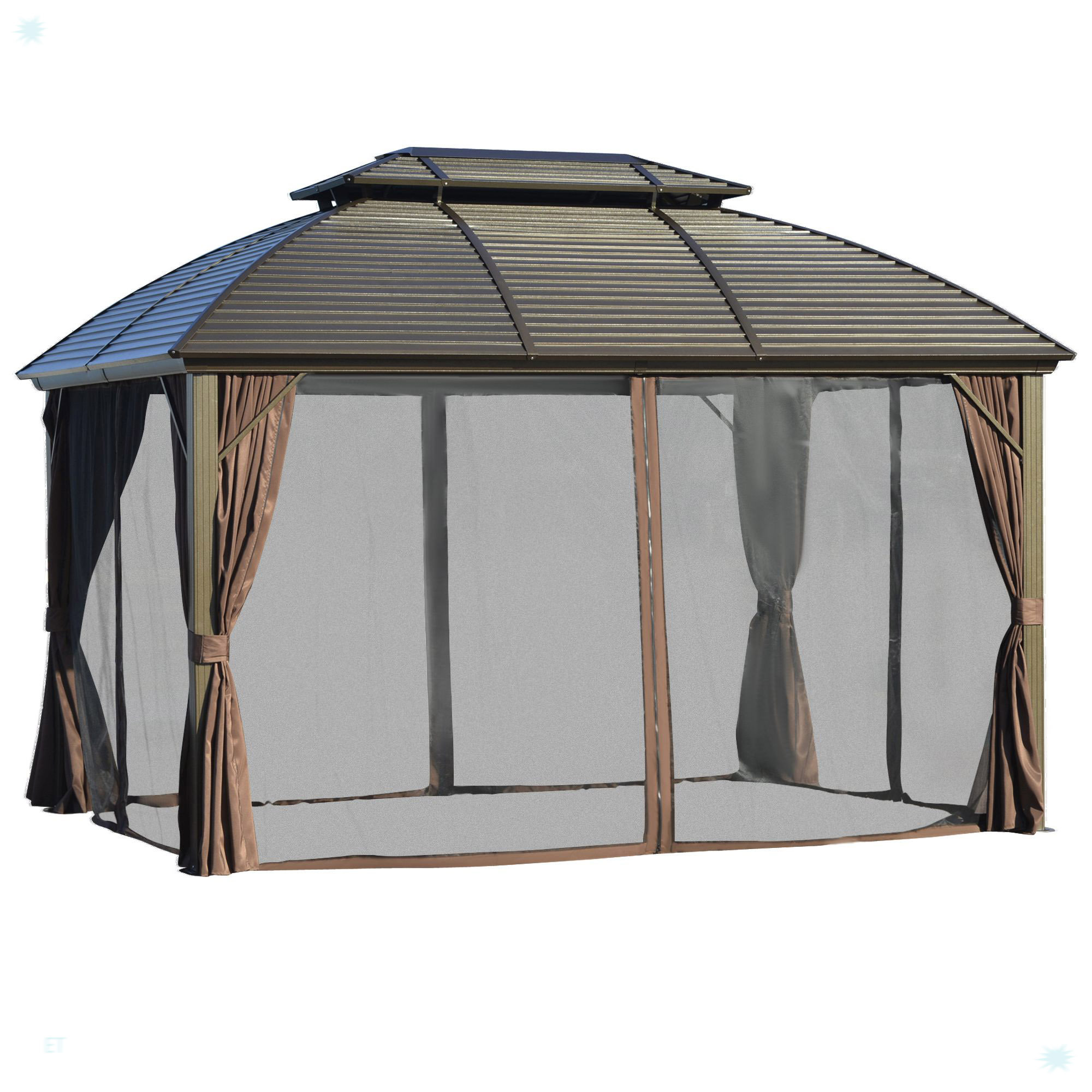 ExpressThrough Hardtop Gazebo Canopy with Galvanized Steel Double Roof ...