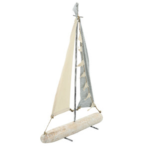 Longshore Tides Iron Sailboat with Cloth Sails Home Decor Decorative ...