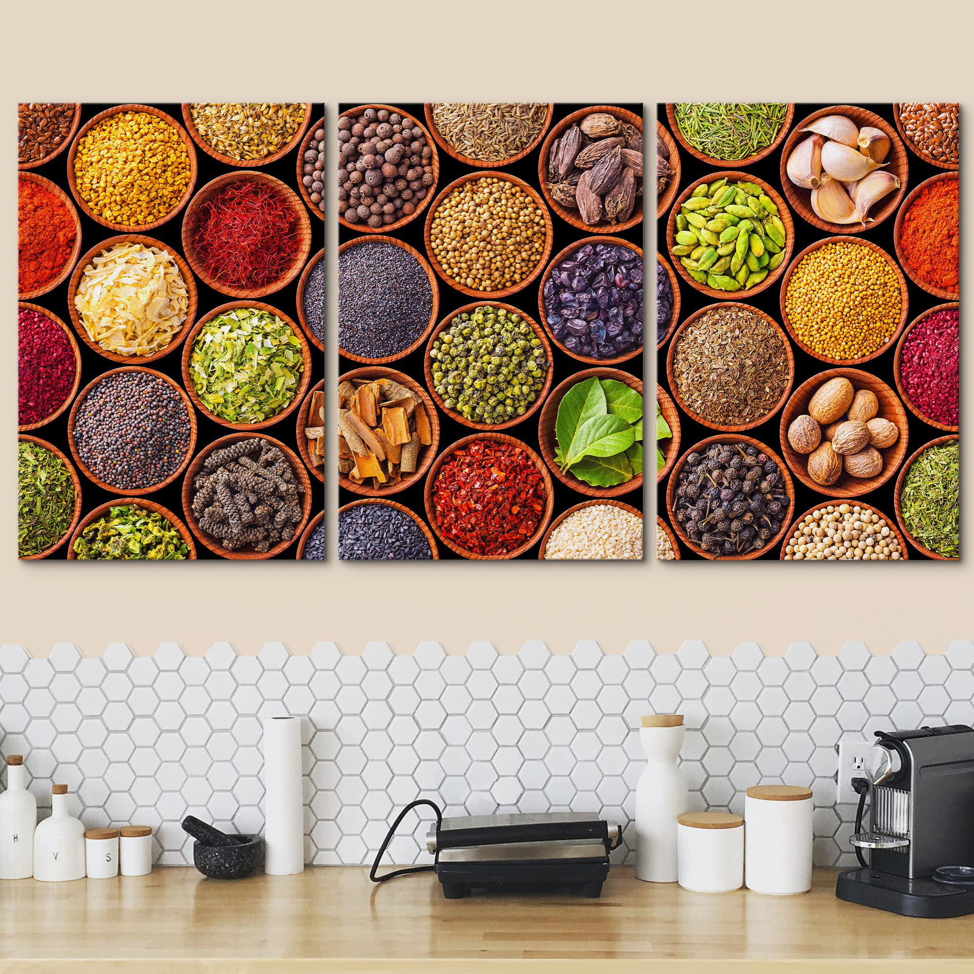 IDEA4WALL Vibrant Rainbow Rustic Herb Spice Variety Food Kitchen ...