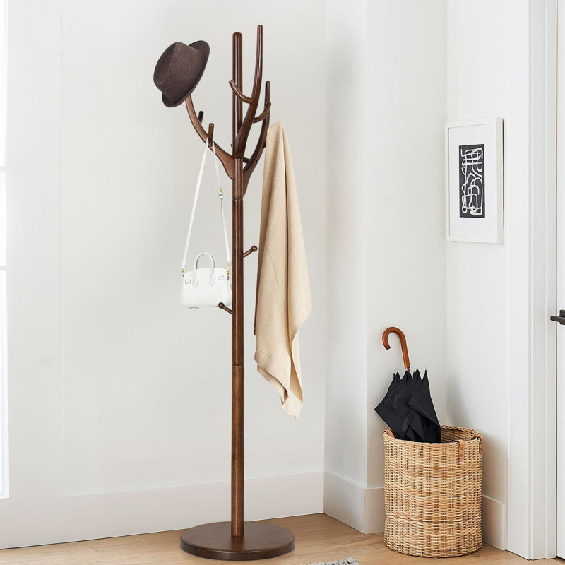 Red Barrel Studio® Rimini Solid Wood Freestanding 12 - Hook Coat Rack ...