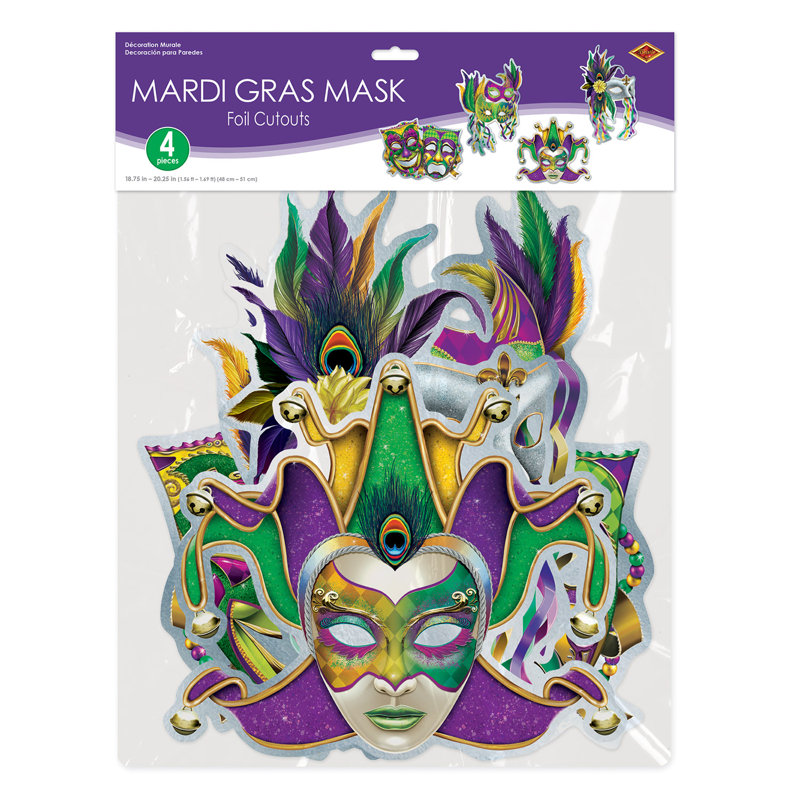 The Beistle Company Foil Mardi Gras Mask Cutouts | Wayfair