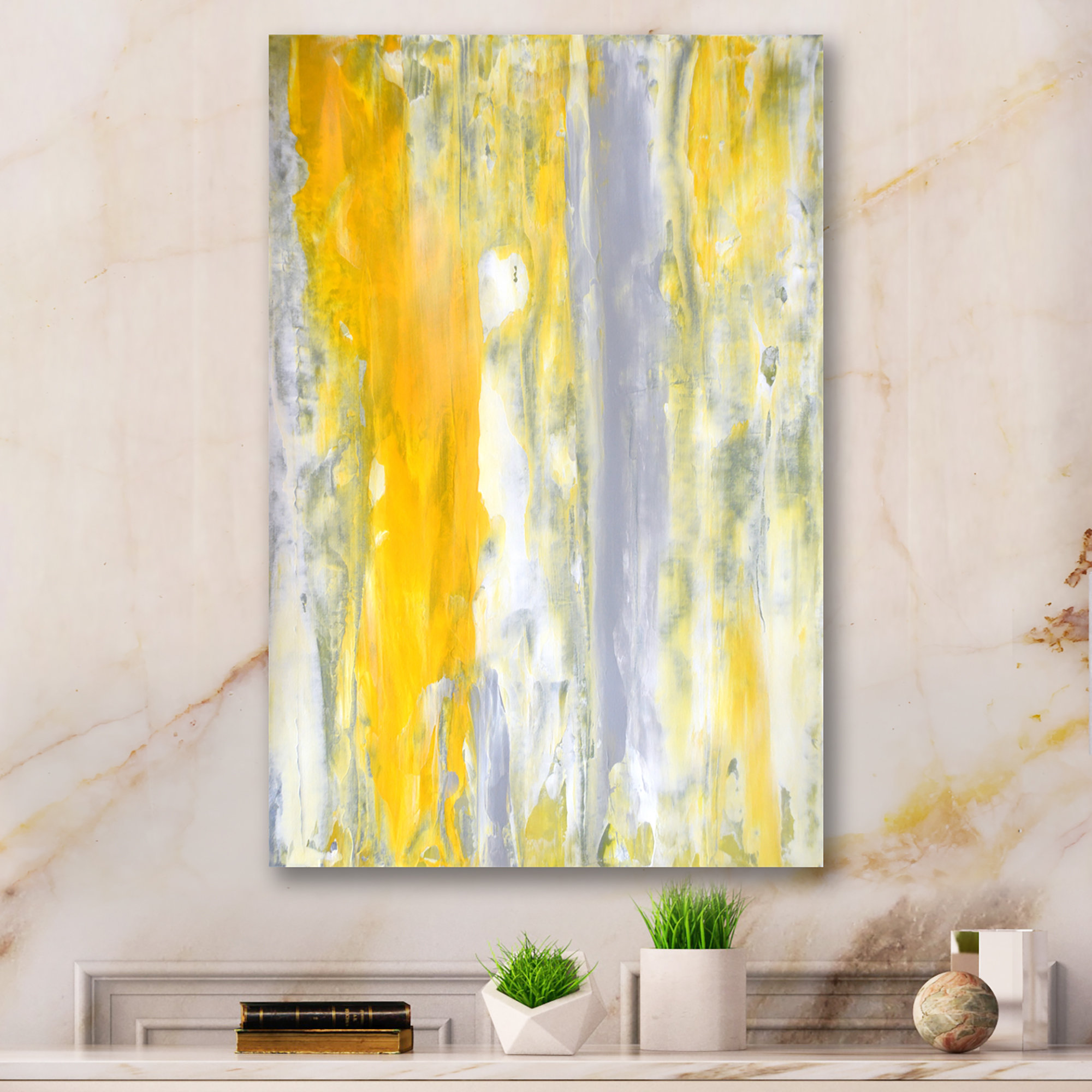 Wrought Studio™ Yellow And Gray Merging Abstract III - Modern ...