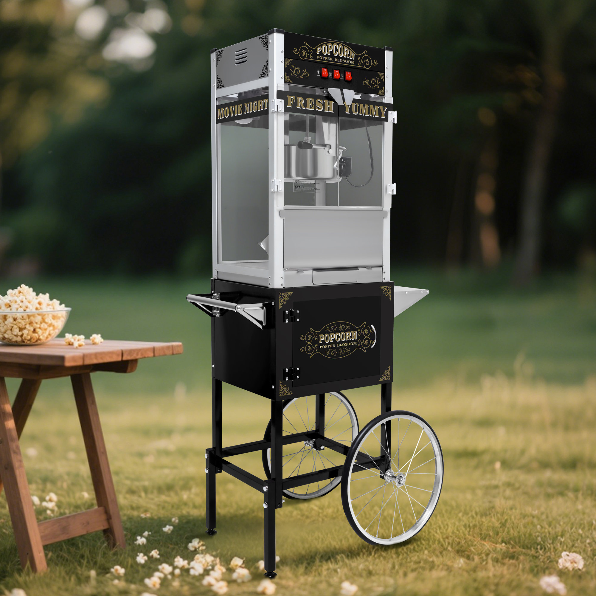 Kaitu 20-Ounce Vintage Popcorn Machine With Cart Antique-Style Popcorn ...