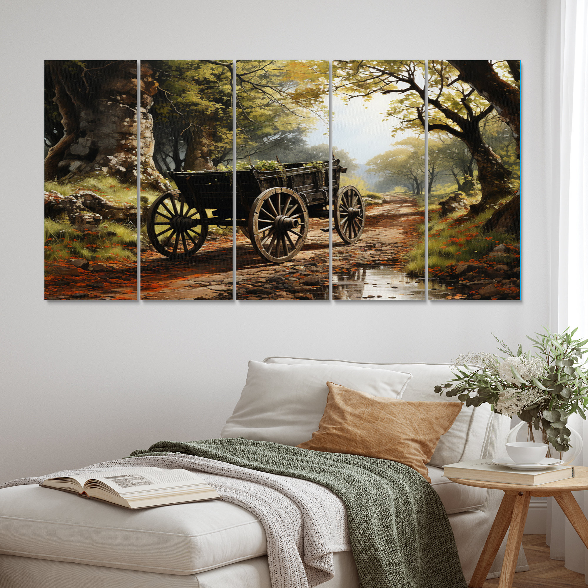 Red Barrel Studio® Brown Old Cart Cart Path 5 Pieces | Wayfair