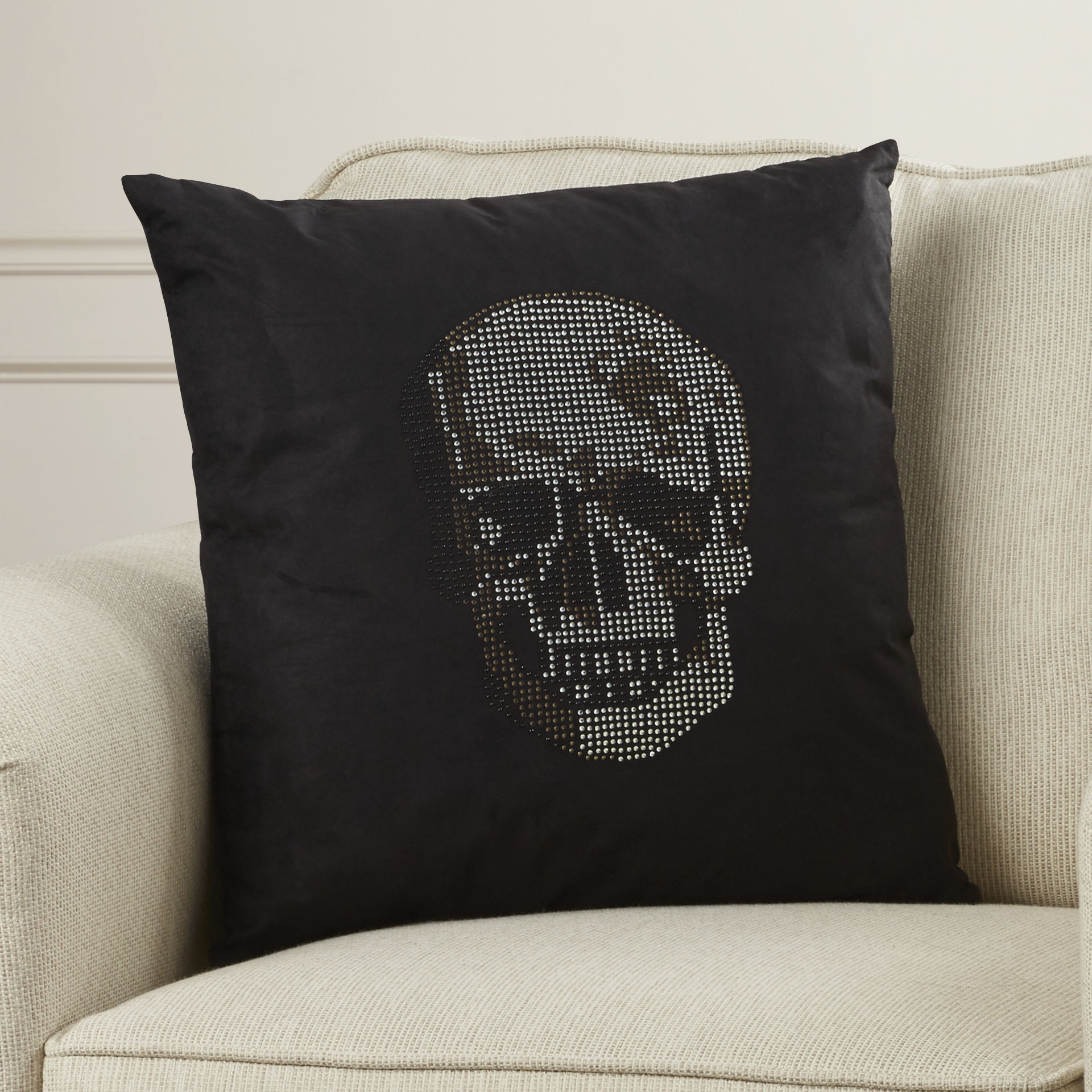 Nourison Luminescence Rhinestone Skull Square Pillow Cover & Insert ...