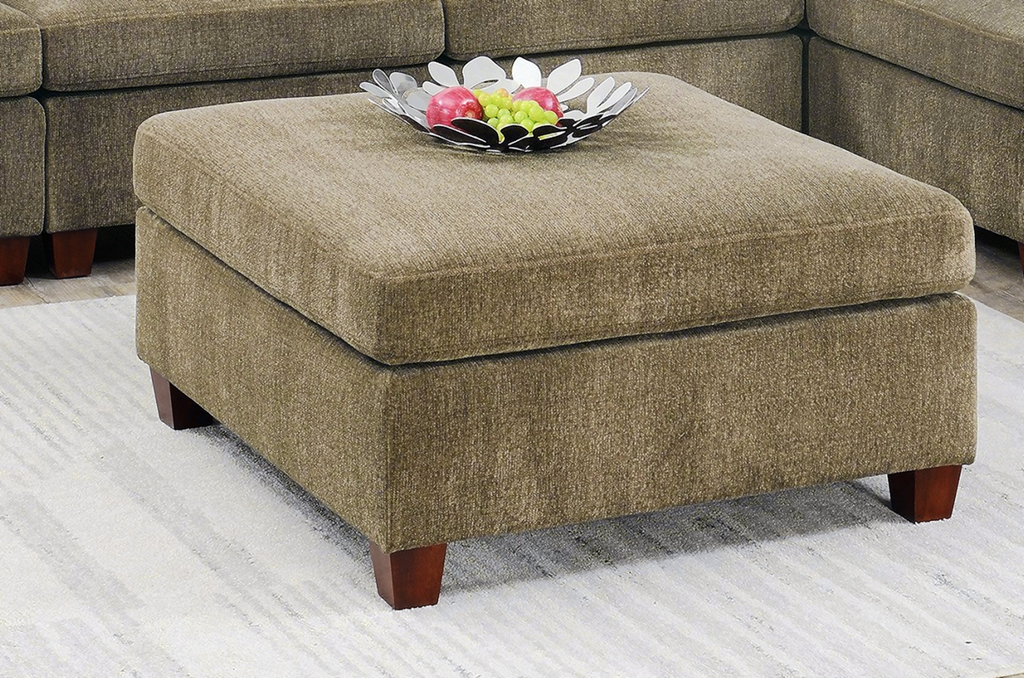 Latitude Run® Contemporary 1Pc OTTOMAN Tan Colour Chenille Fabric ...