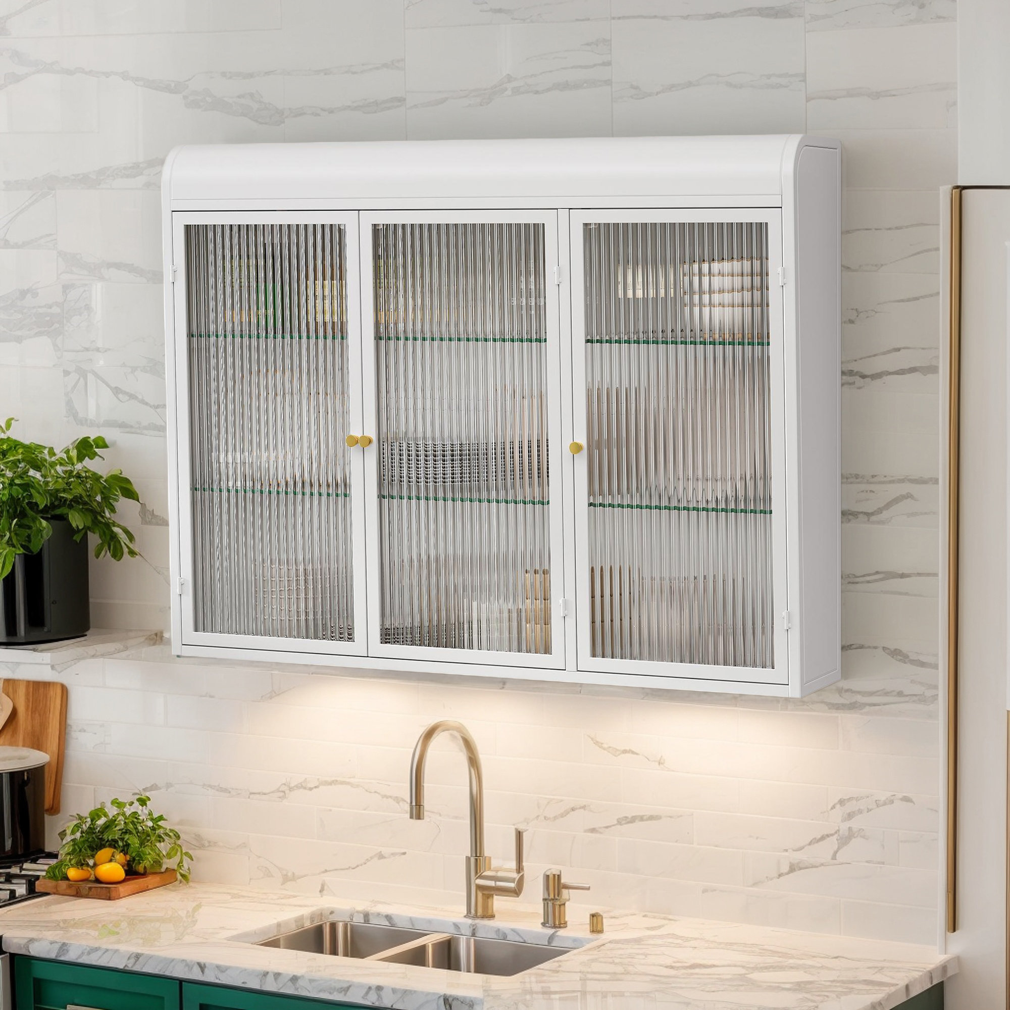 Latitude Run® Wall Mounted Cabinet With Glass Doors | Wayfair