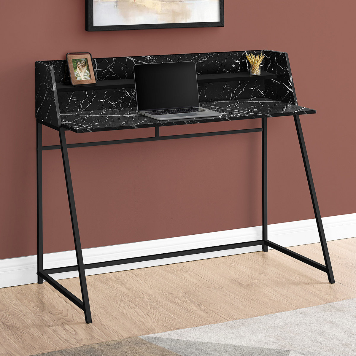 Brayden Studio® Computer Desk, Home Office, Laptop, Storage Shelves, 48 ...