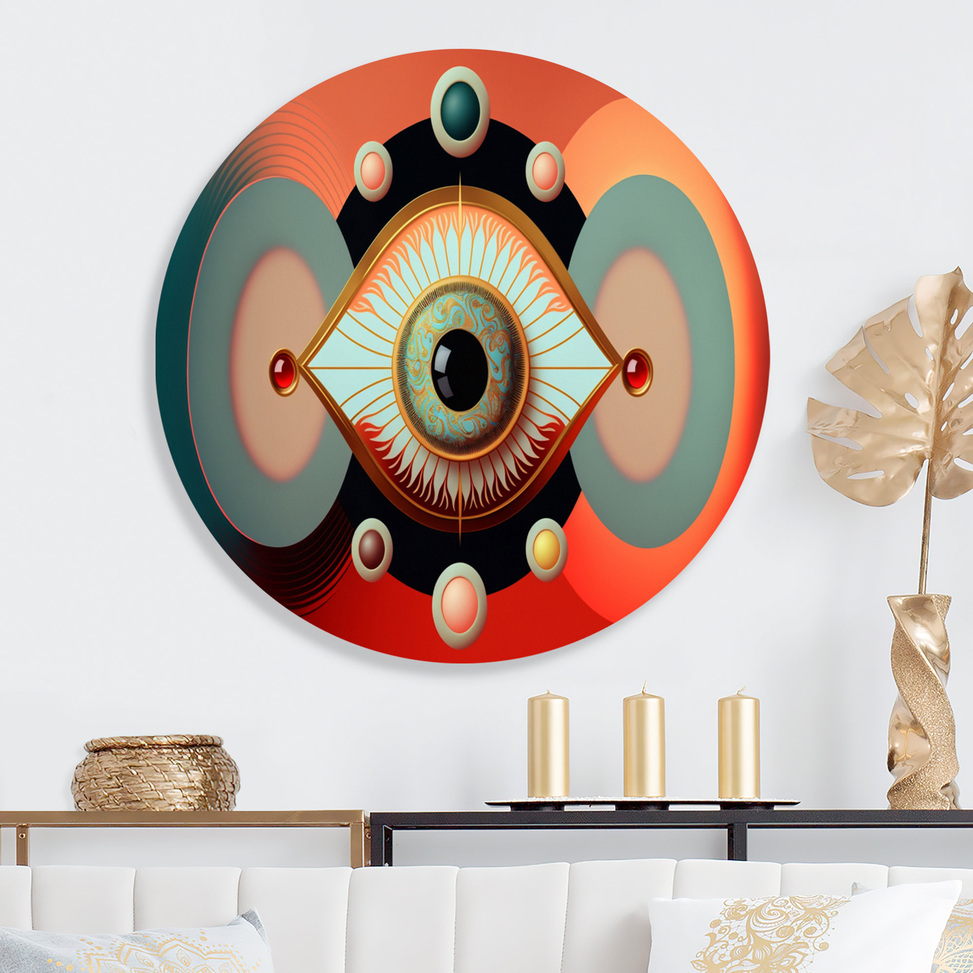 Trinx Golden Eye Of The Beholder VII - Modern Abstract Round Wall Art ...