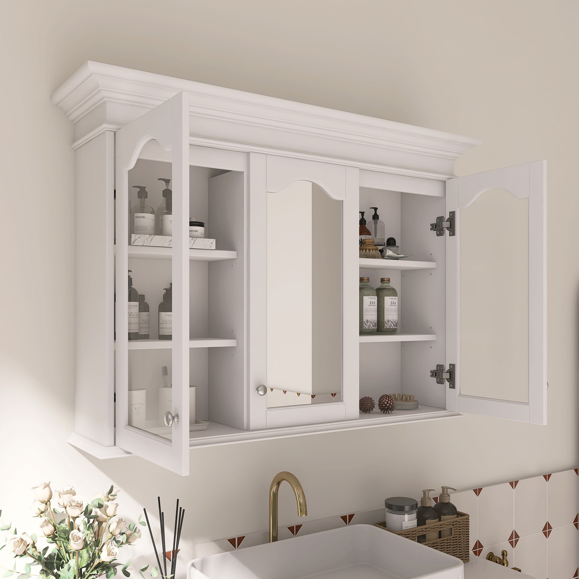 Winston Porter Wall Mounted Bathroom Cabinet With Mirror | Wayfair
