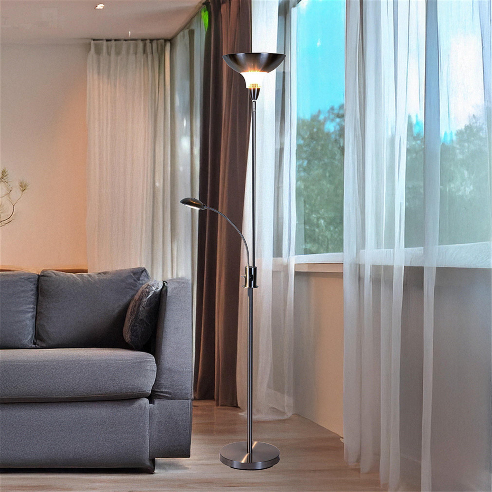 Latitude Run® Modern LED Torch Lamp with Adjustable Reading Light ...