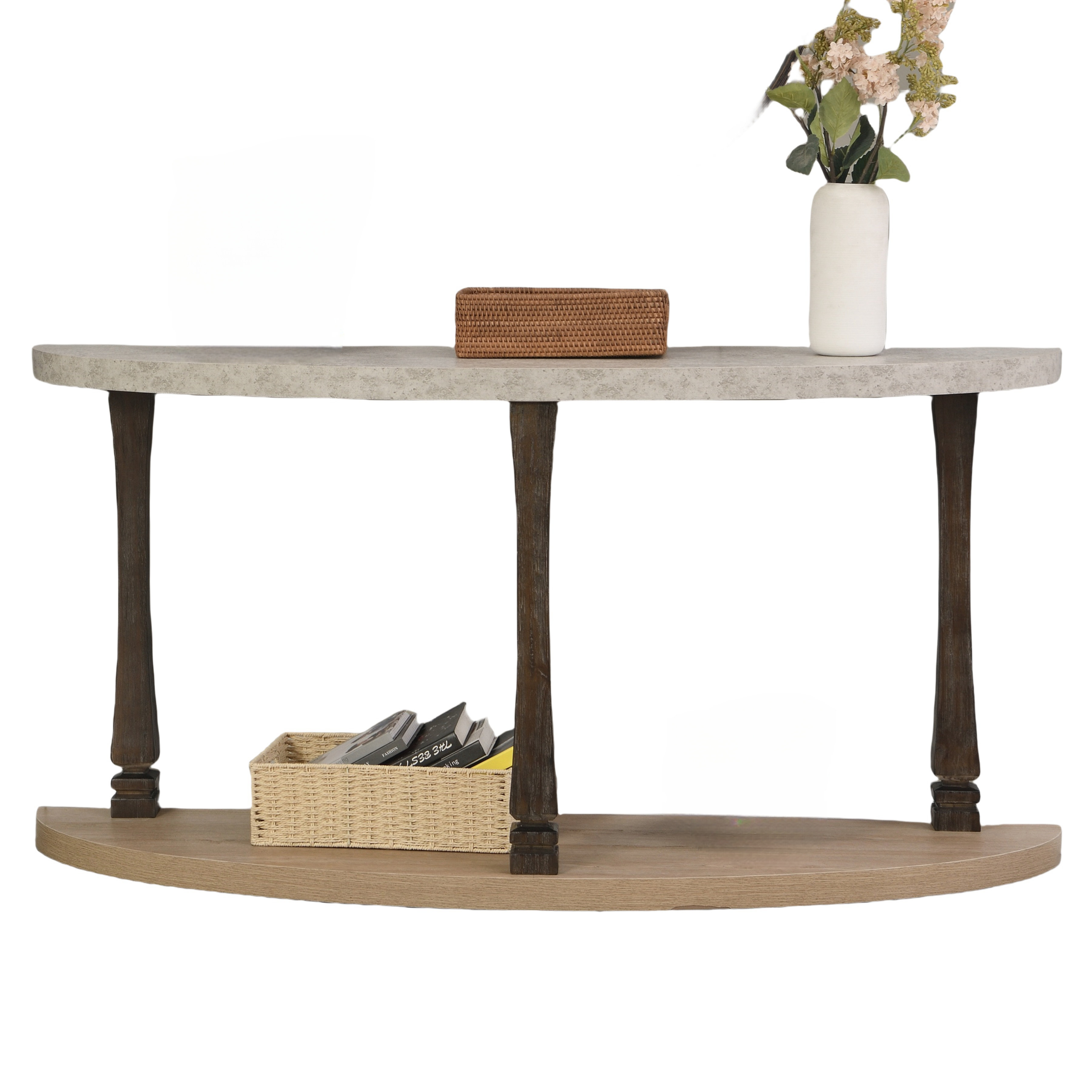 Charlton Home® 60 Inch Long Semi Circle Demilune Console Sofa Table ...