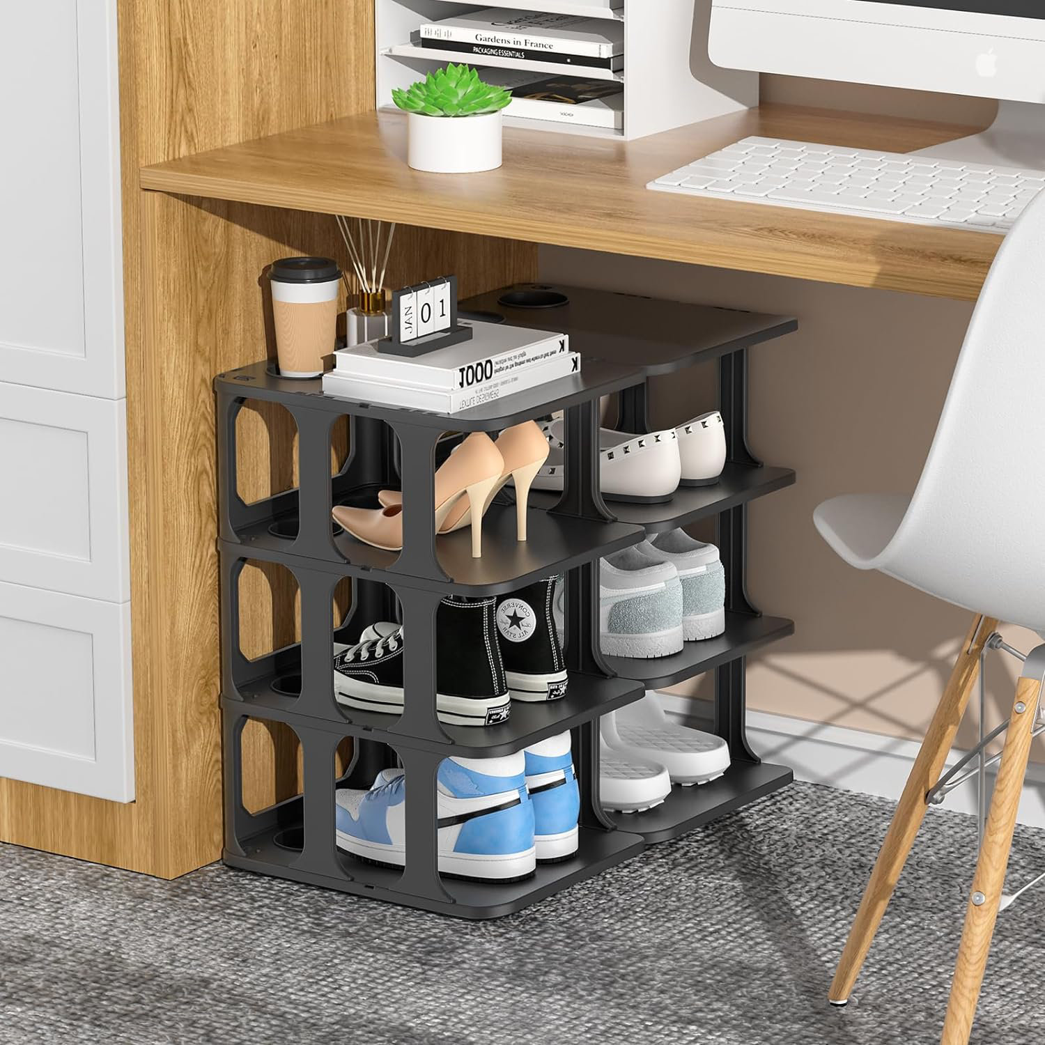 Ivy Bronx 8 Tier Narrow Shoe Rack Tall Shoe Rack Organizer For Closet ...