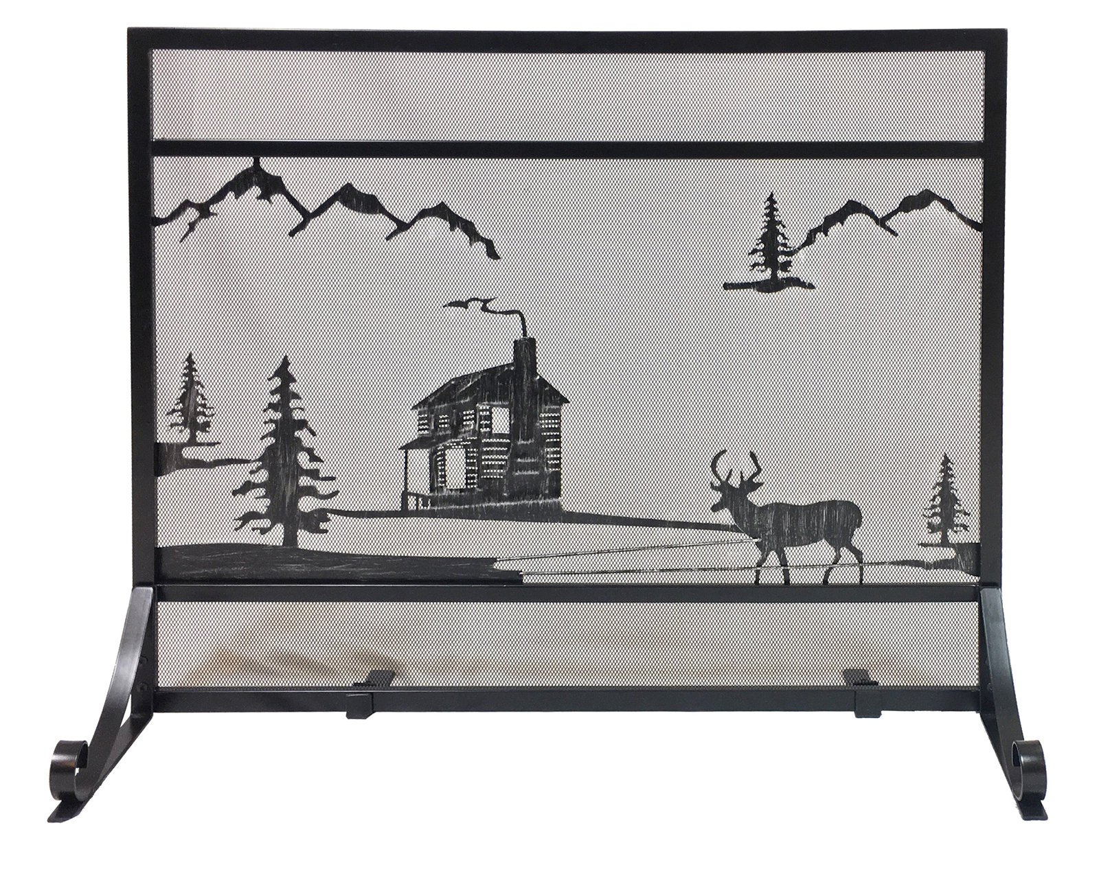 Millwood Pines Azilyn Fireplace Panel Screen Steel Fireplace Screen ...