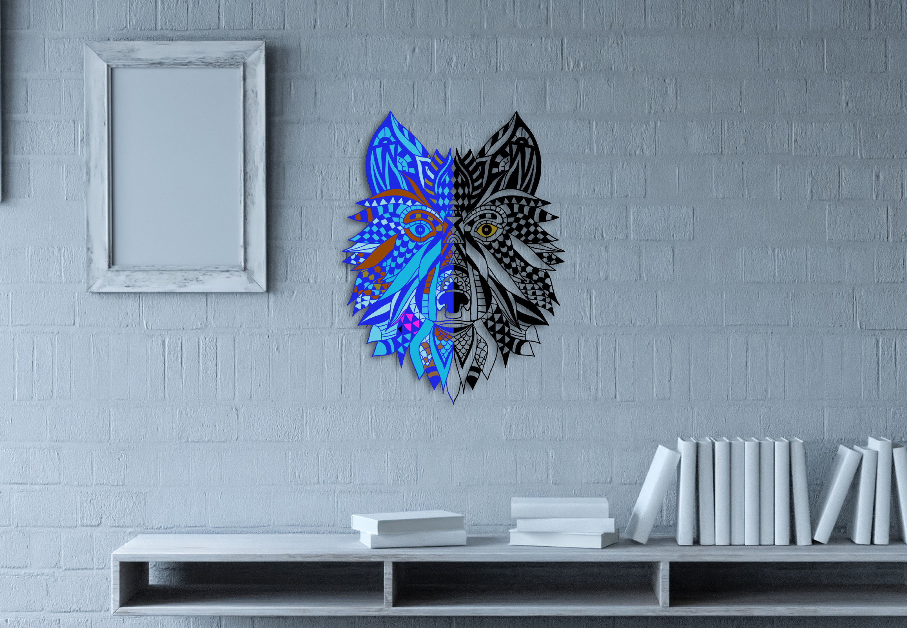 Bungalow Rose Abstract Colorful Wolf Metal Wall Art Decor for Living ...