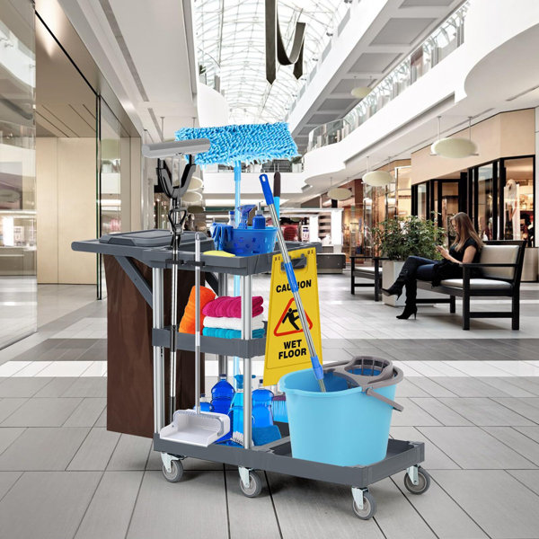 babevy Commercial Janitorial Cleaning Cart on Wheels | Wayfair