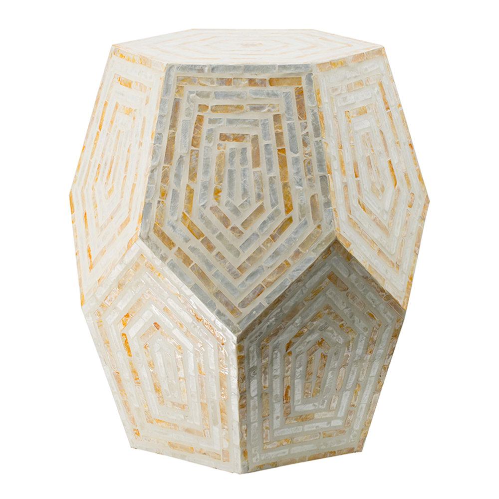 NFusion Xzavier Hexagonal Capiz End Table with Geometric Design | Wayfair