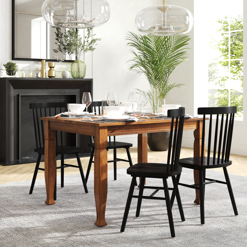 Gracie Oaks Solid Wood Commercial Grade Dining Table with Turned Legs ...