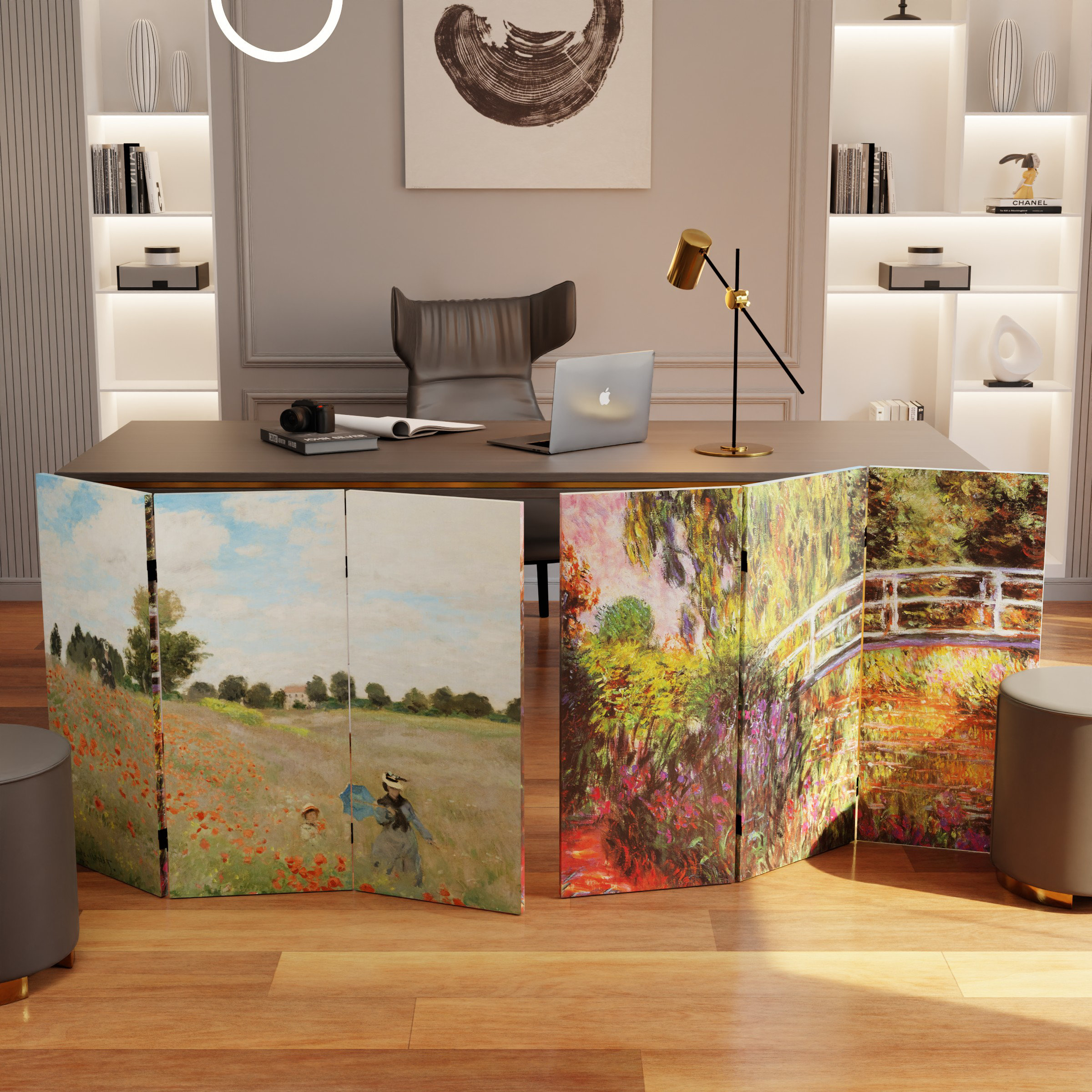 Charlton Home® Claude Monet Impressionist Art Canvas Folding Screen ...