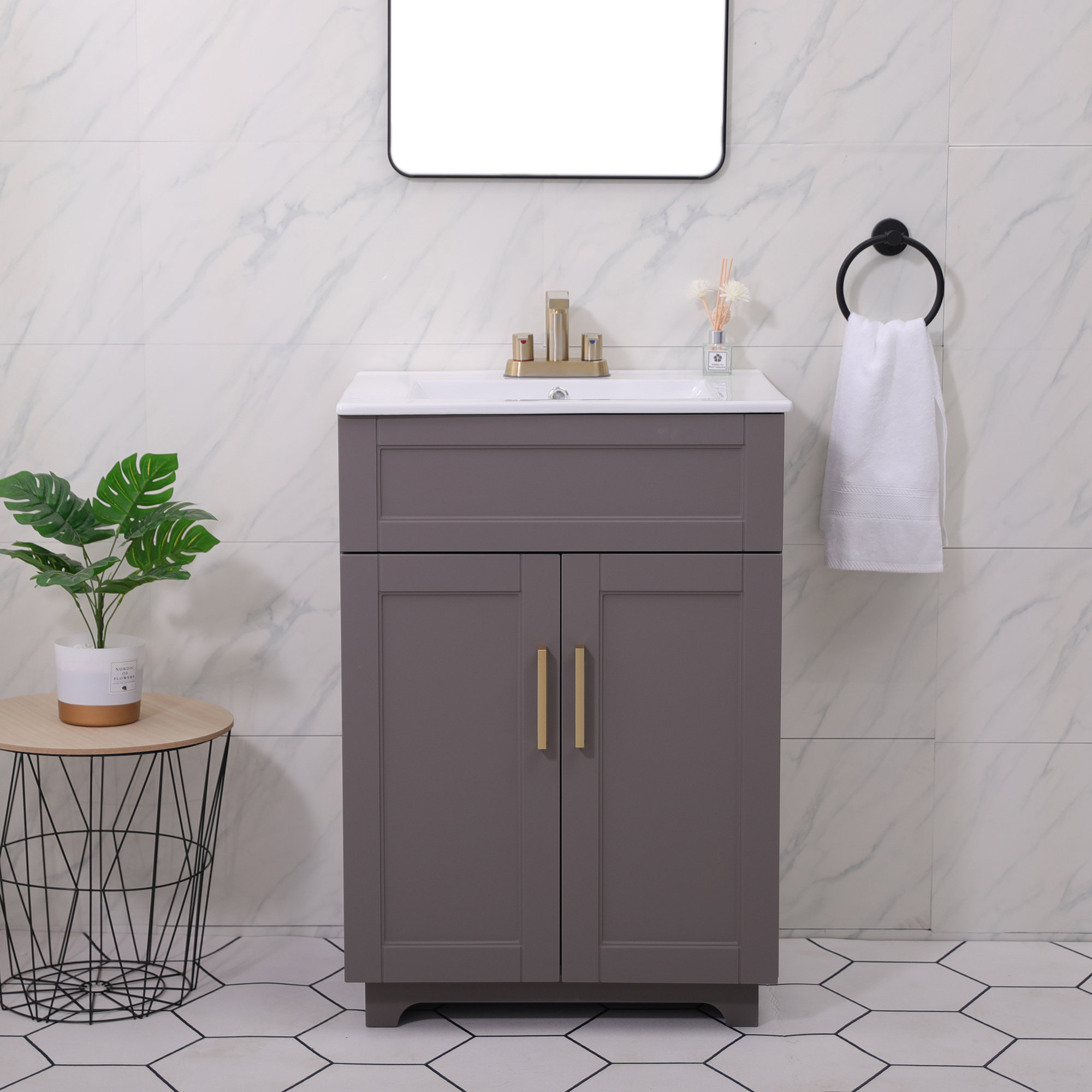 Ebern Designs 24 Inch Modern Freestanding Single Bathroom Vanity Set ...