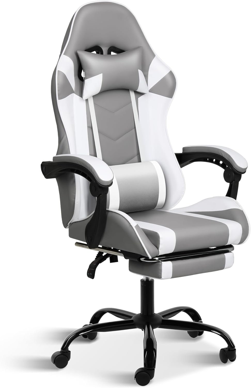Inbox Zero White Gaming Chair with Footrest, Big and Tall Gamer Chair ...