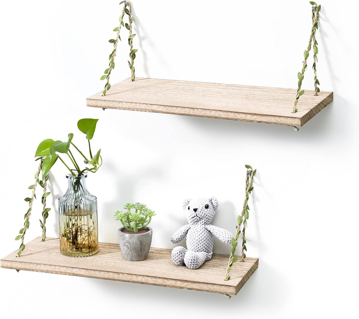 Gracie Oaks Leaf Rope Hanging Floating Shelves | Wayfair
