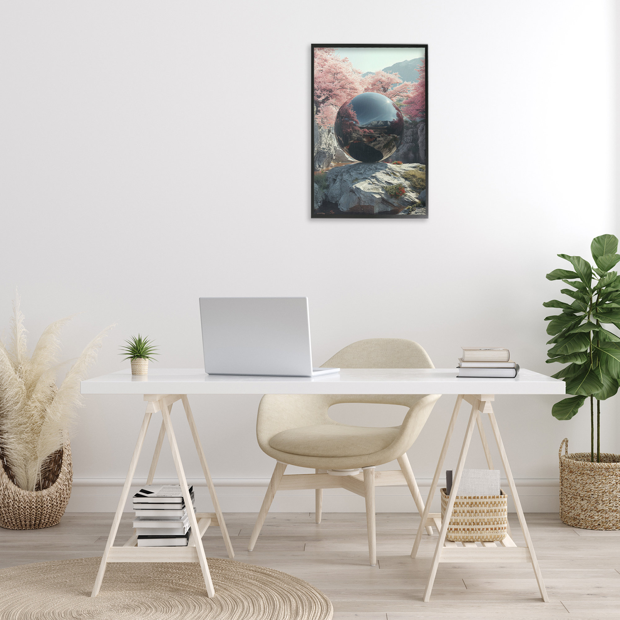 Wrought Studio™ Surreal Reflective Ball Framed Giclee Art by Roozbeh ...