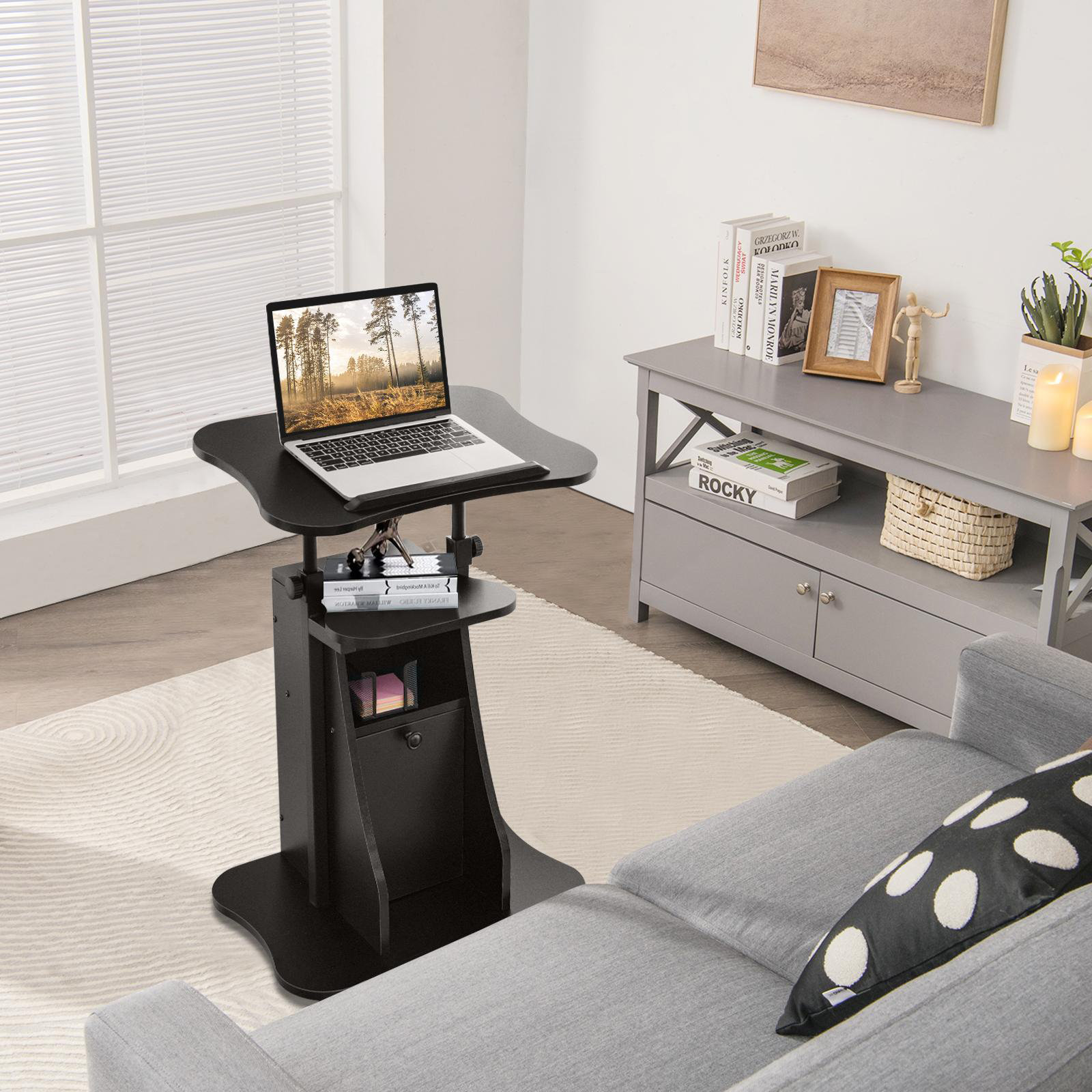 Inbox Zero Kresler Height Adjustable Curved Standing Desk | Wayfair