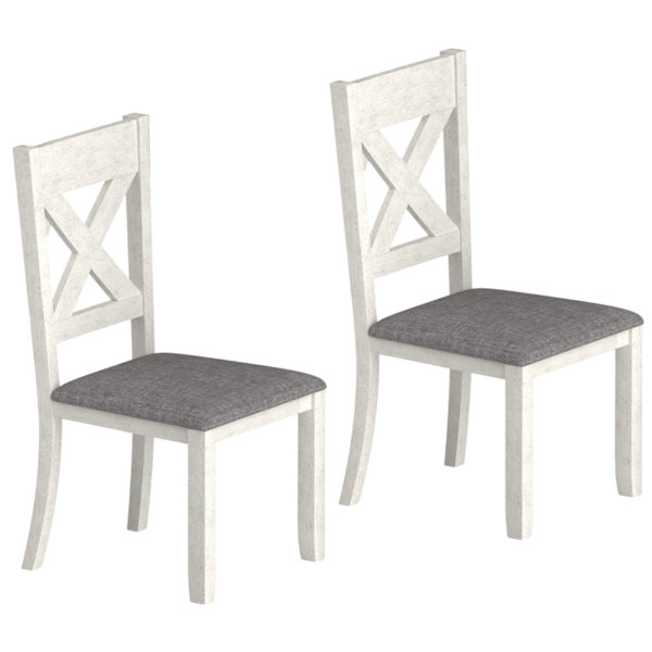 Gracie Oaks 16.54 H Rubber Wood Dining Chair High Back Grey Kitchen ...
