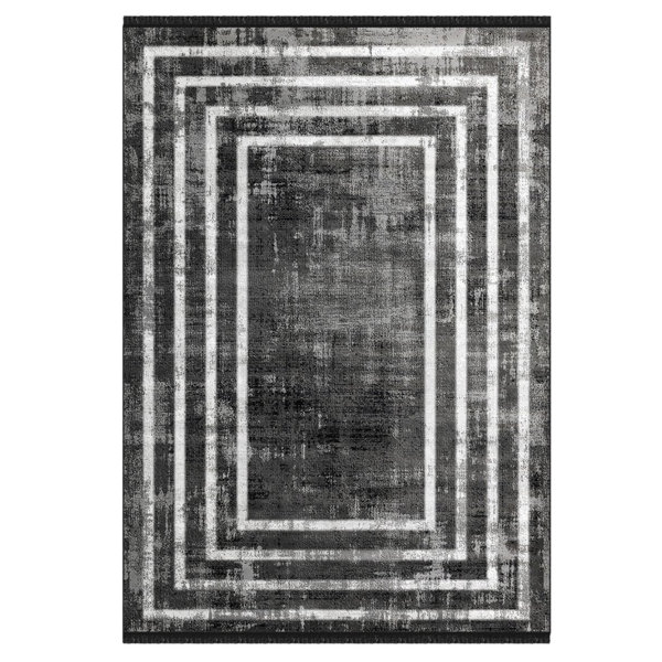 Rugpera Krystal White And Black Color Geometric Design Carpet Machine ...