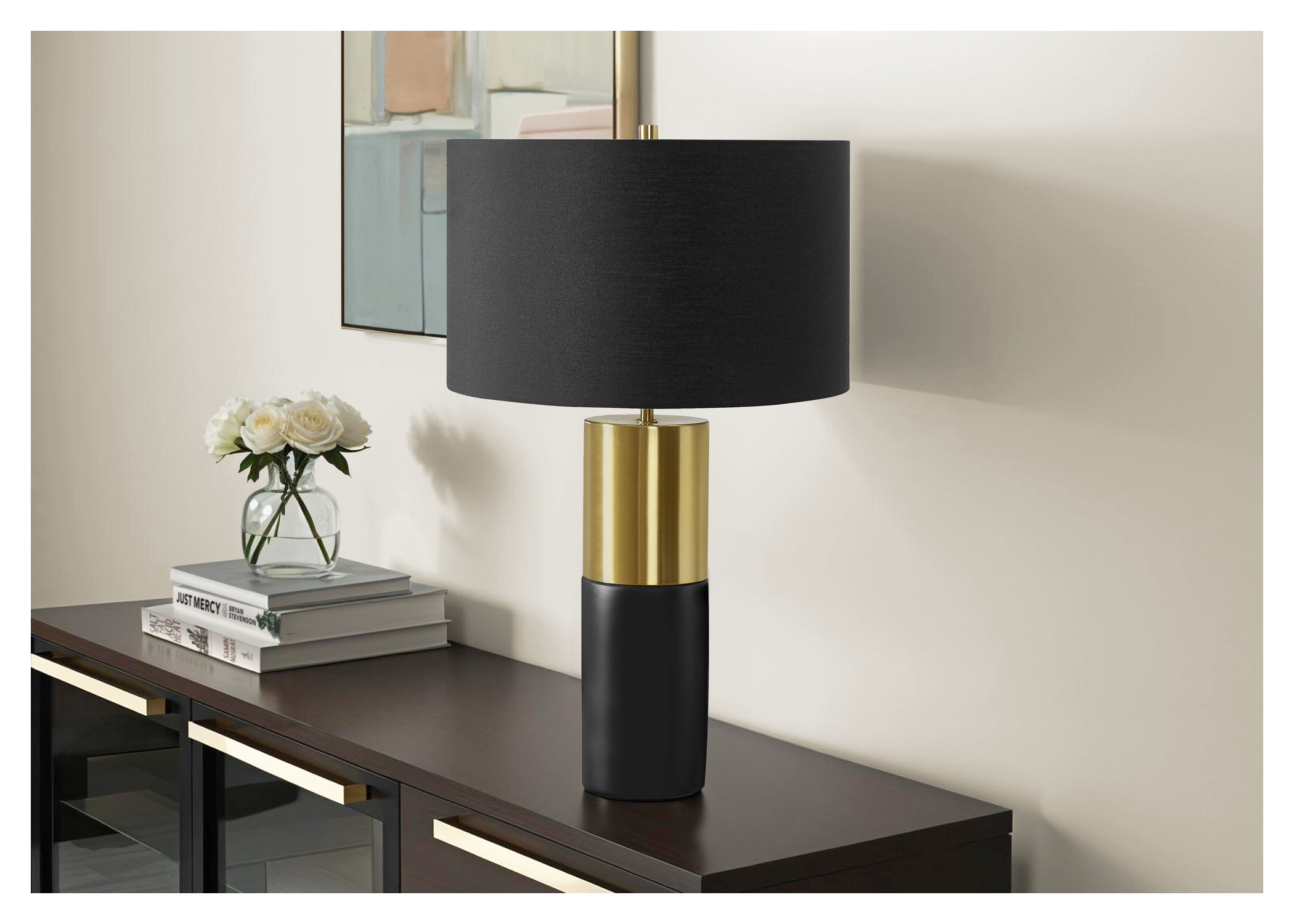Hokku Designs 25''H Contemporary Black Concrete Table Lamp with Black ...