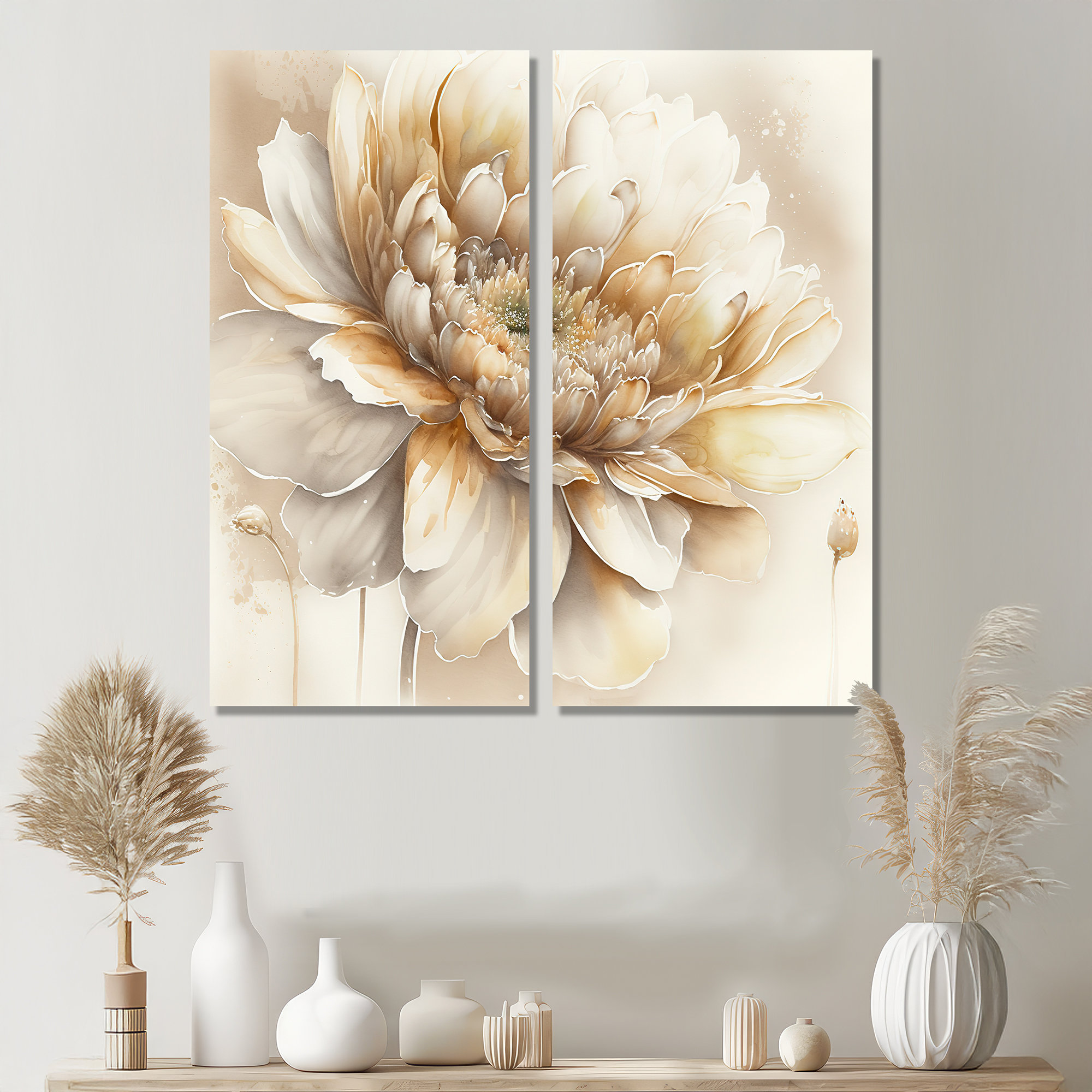 Lark Manor™ Single Beige Flower V - Floral Wall Decor | Wayfair