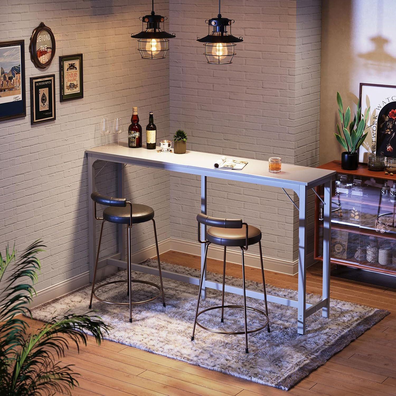 Anadea 71 Inch Bar Table, Bar Height Pub Table, Counter Height Bar ...