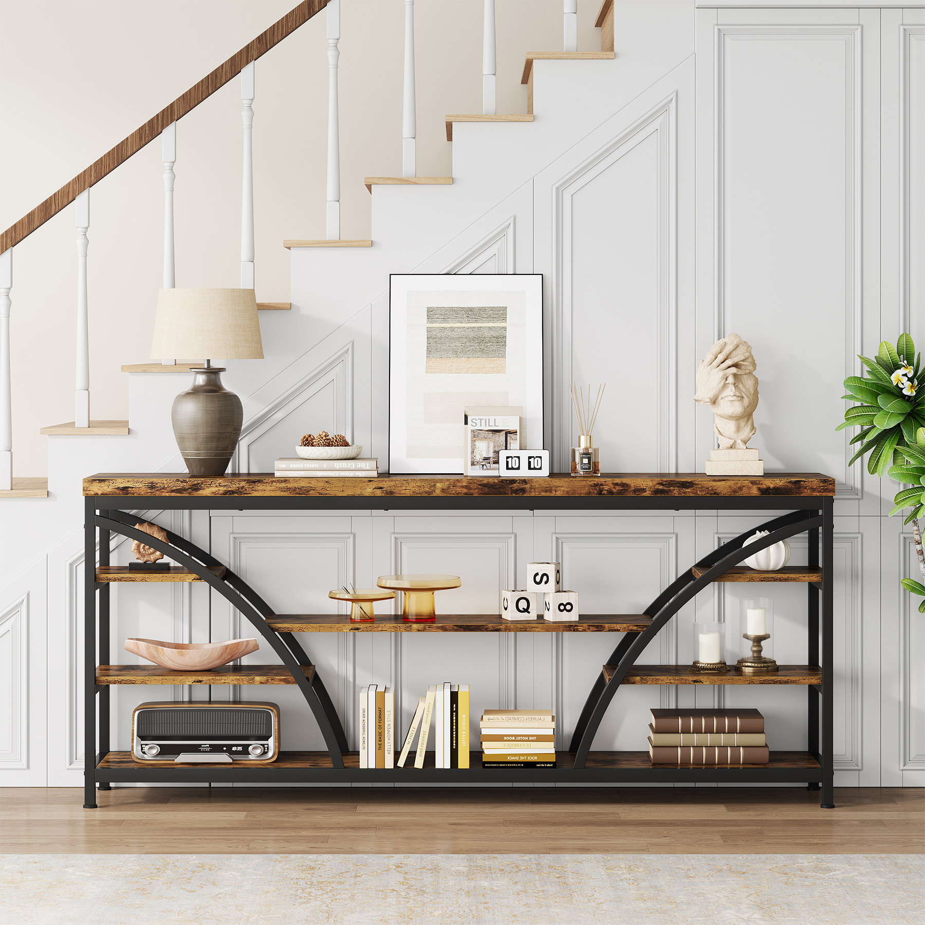 17 Stories Rustic Entryway Console Table, Long Hallway Table - Wayfair ...