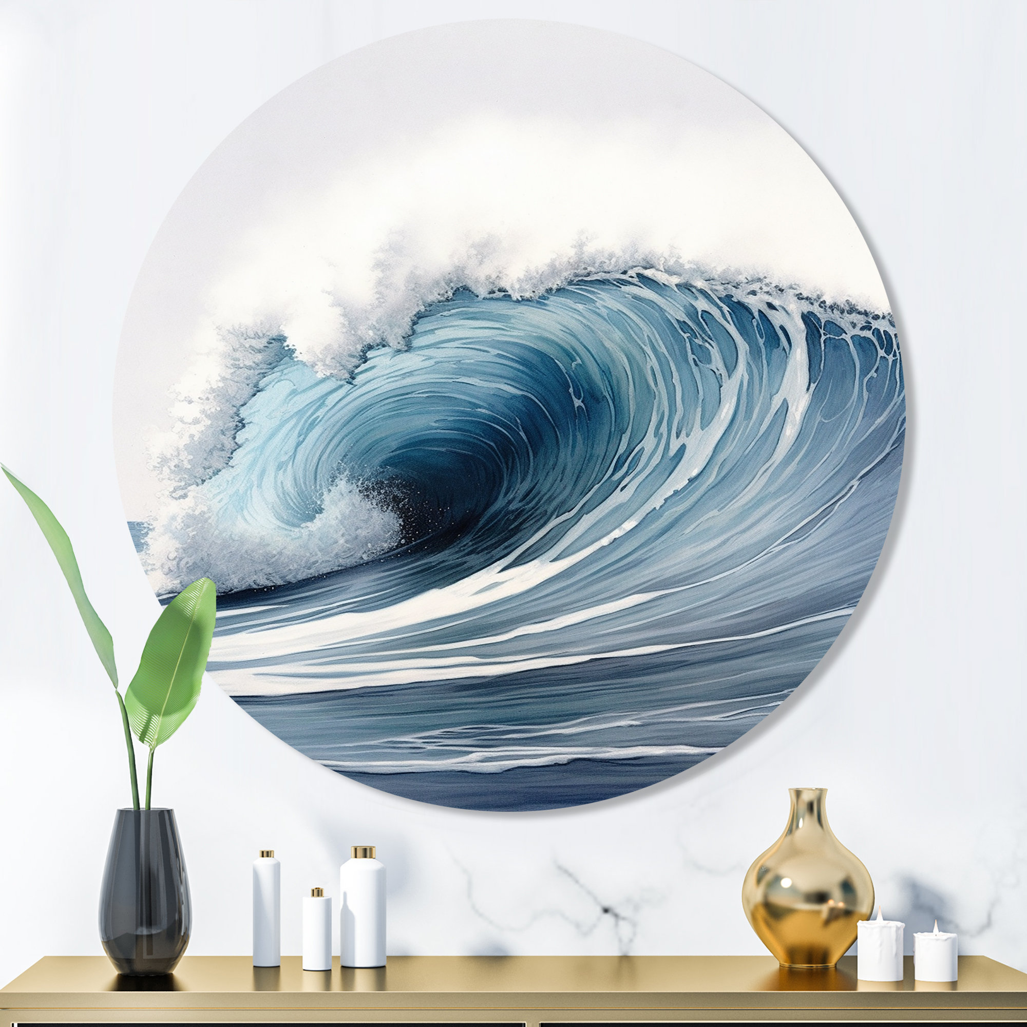 Dovecove Ocean Wave Movement III - Modern Landscape Beach Metal Wall ...