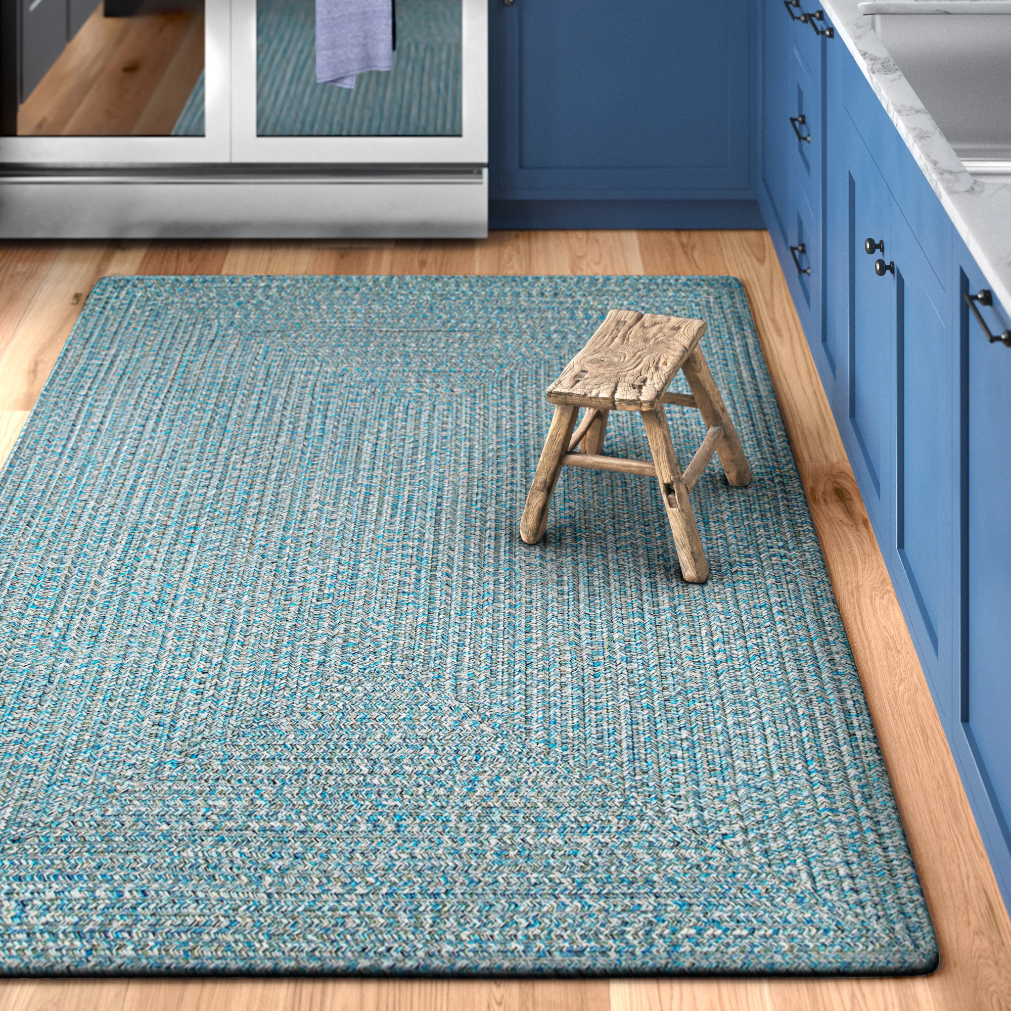 Highland Dunes Zarine Handmade Braided Aqua Indoor/Outdoor Area Rug ...