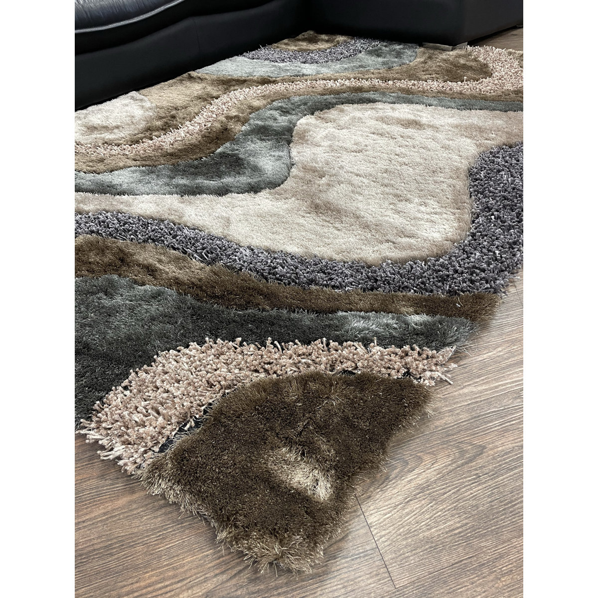 Orren Ellis Spencer Abstract Handmade Tufted Beige/Gray Area Rug ...