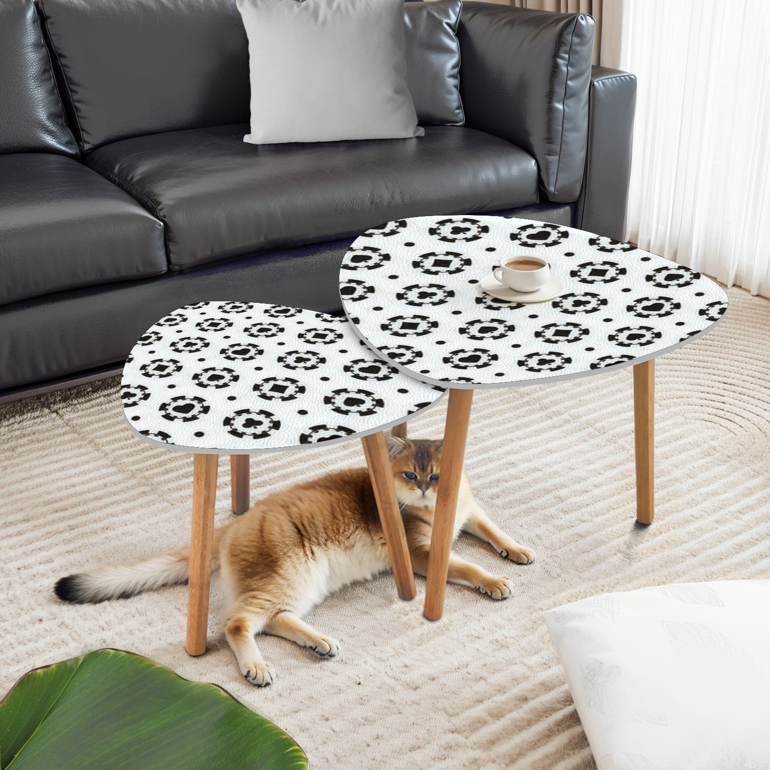 Wrought Studio™ Triangle Nesting Coffee Table Set of 2 Black white ...