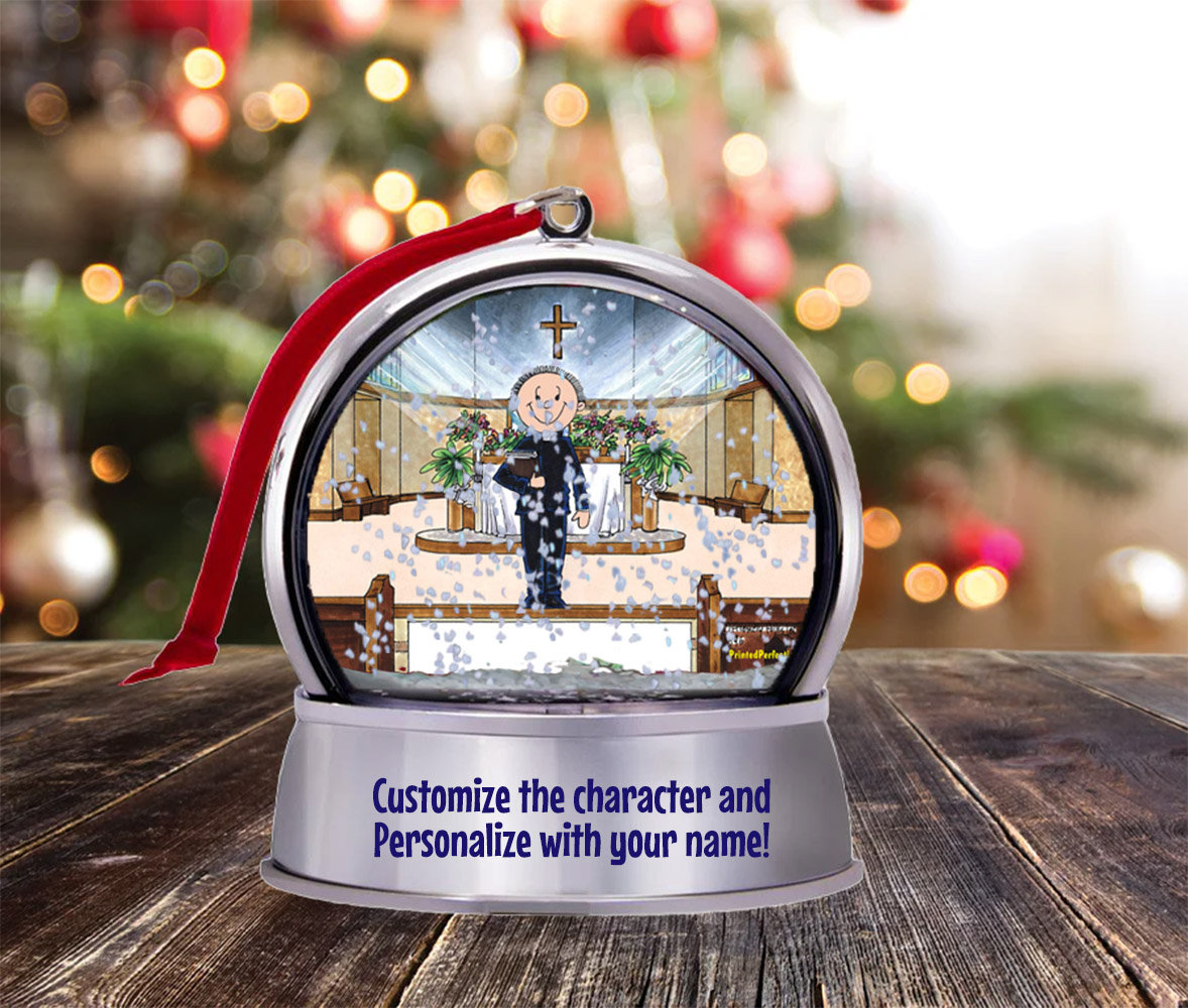 Printed Perfection Personalized Friendly Folks Priest - Male Snow Globe ...