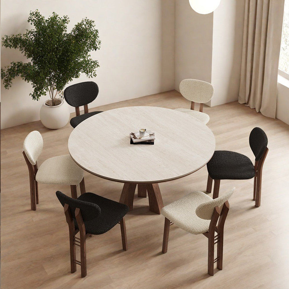 Elamer Round French style high-end dining table sets | Wayfair